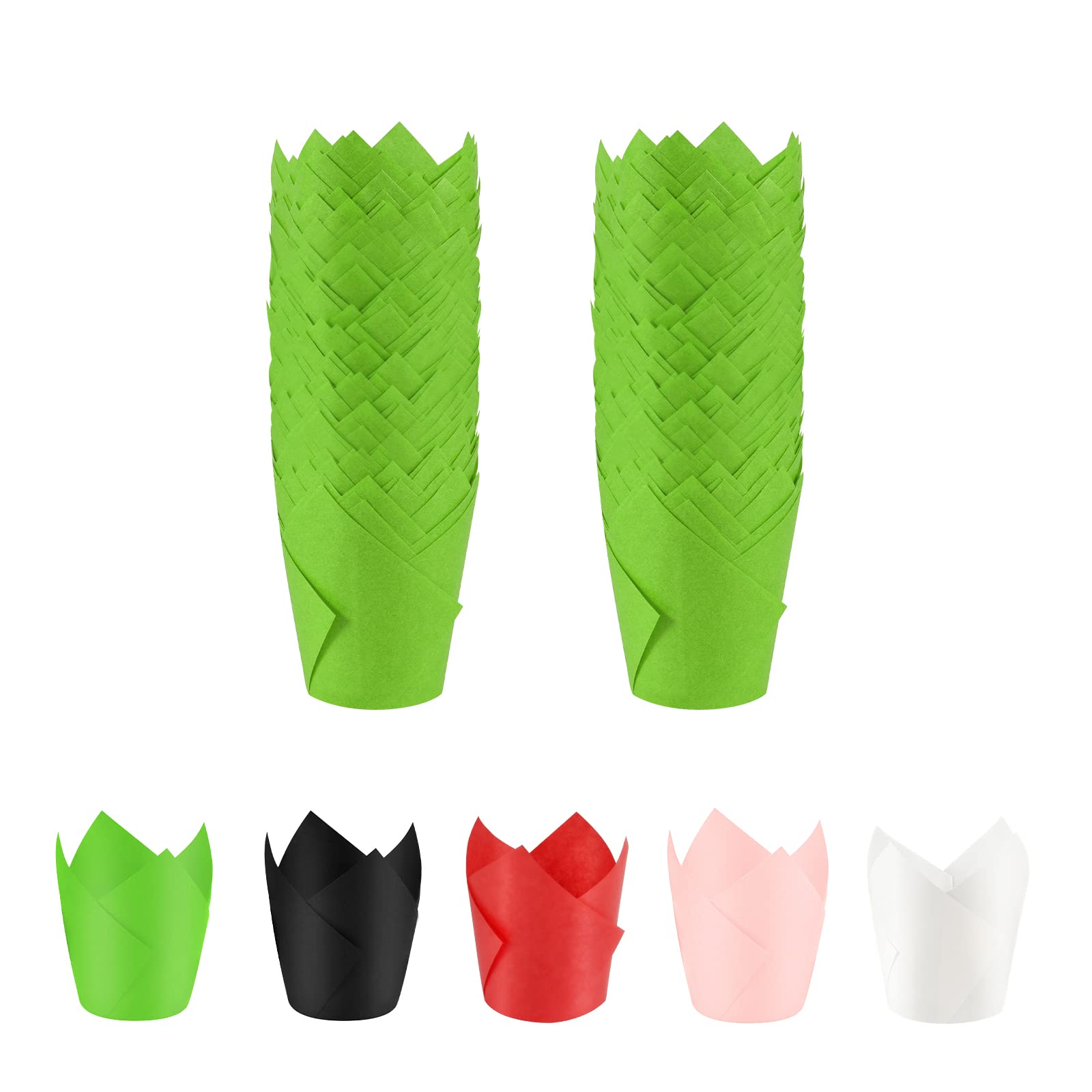 Tulip Cupcake Liners 100-Count Baking Cups Standard Tulip Muffin Cupcake Natural Cupcake Paper Liners for Wedding Birthday Christmas Party Baby Shower Anniversaries All Festivals