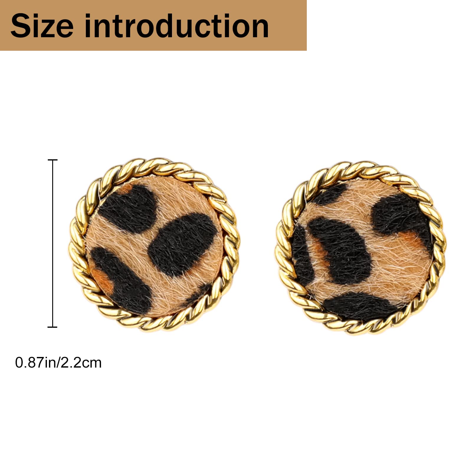 VOYOMI Leopard Stud Earrings for Women - Statement Geometric Tiny Circle/Square Hoop Earrings,Drop Dangle Earrings Fashion Jewelry for Girls, Great as Gifts(Circle)