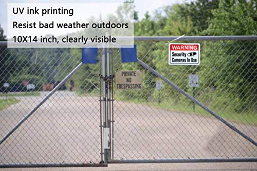 Video Surveillance in Use Sign,Warning Security Cameras in use Sign,Large 10x14 Inch Aluminum UV Ink Printed for House and Business (4-Pack)…