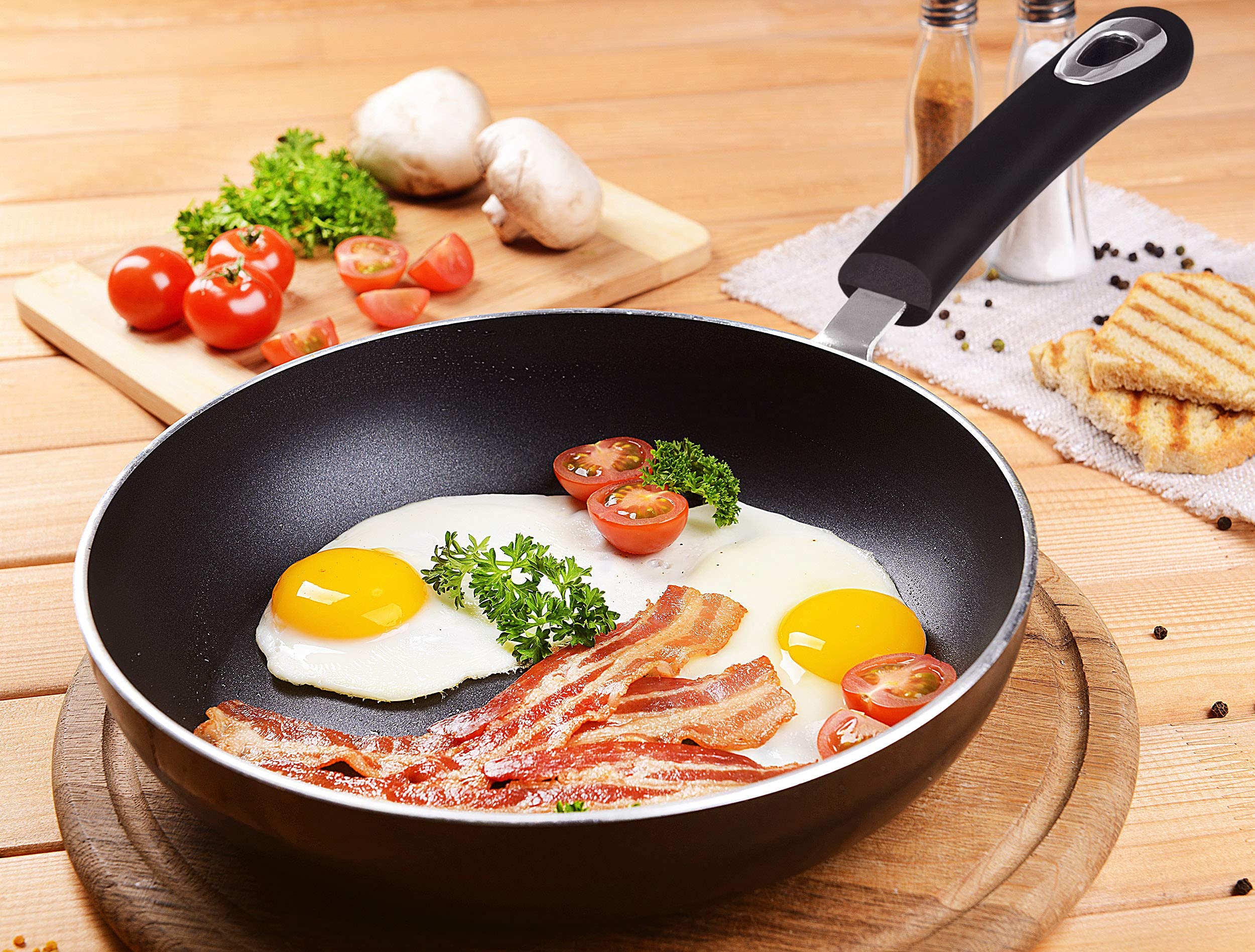 Utopia Kitchen 2 Quart Nonstick Saucepan with Glass Lid & 11 Inch Nonstick Frying Pan - Induction Bottom - Multipurpose Use for Home Kitchen or Restaurant - Grey-Black
