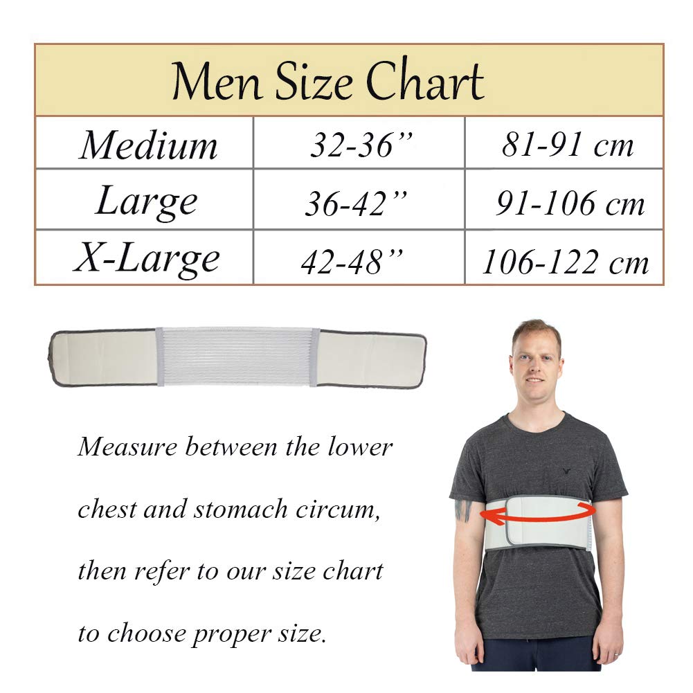 Rib Belt for Men | Rib Injury Binder Support Brace Elastic Rib Cage Protector Wrap for Sore, Cracked, Fractured or Dislocated Rib - Medium