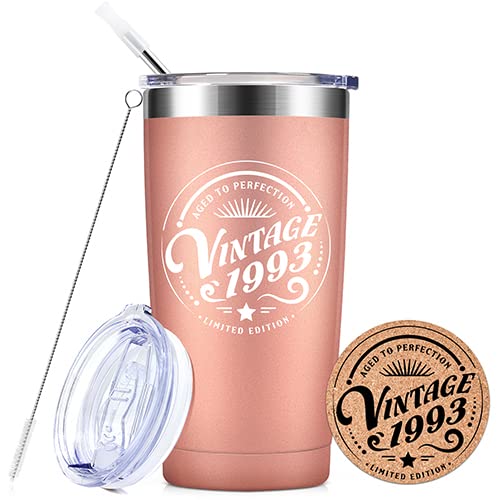 SMITWORLD Christmas Day 30th Birthday Gifts for Women, 1993 Vintage 20 oz Tumbler - Turning 30th - 30 Year Old Birthday Gifts For Mom, Wife, Sisters