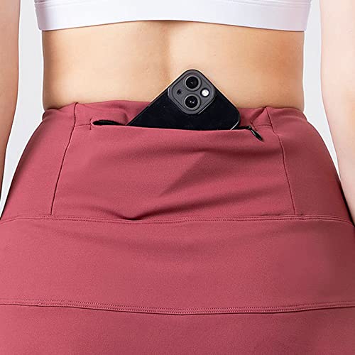 Women Custom Soild Custom High Waisted Leggings Running Pilates Workout Soft Yoga Shorts Women Ruched Ruffle (Red-a, S)