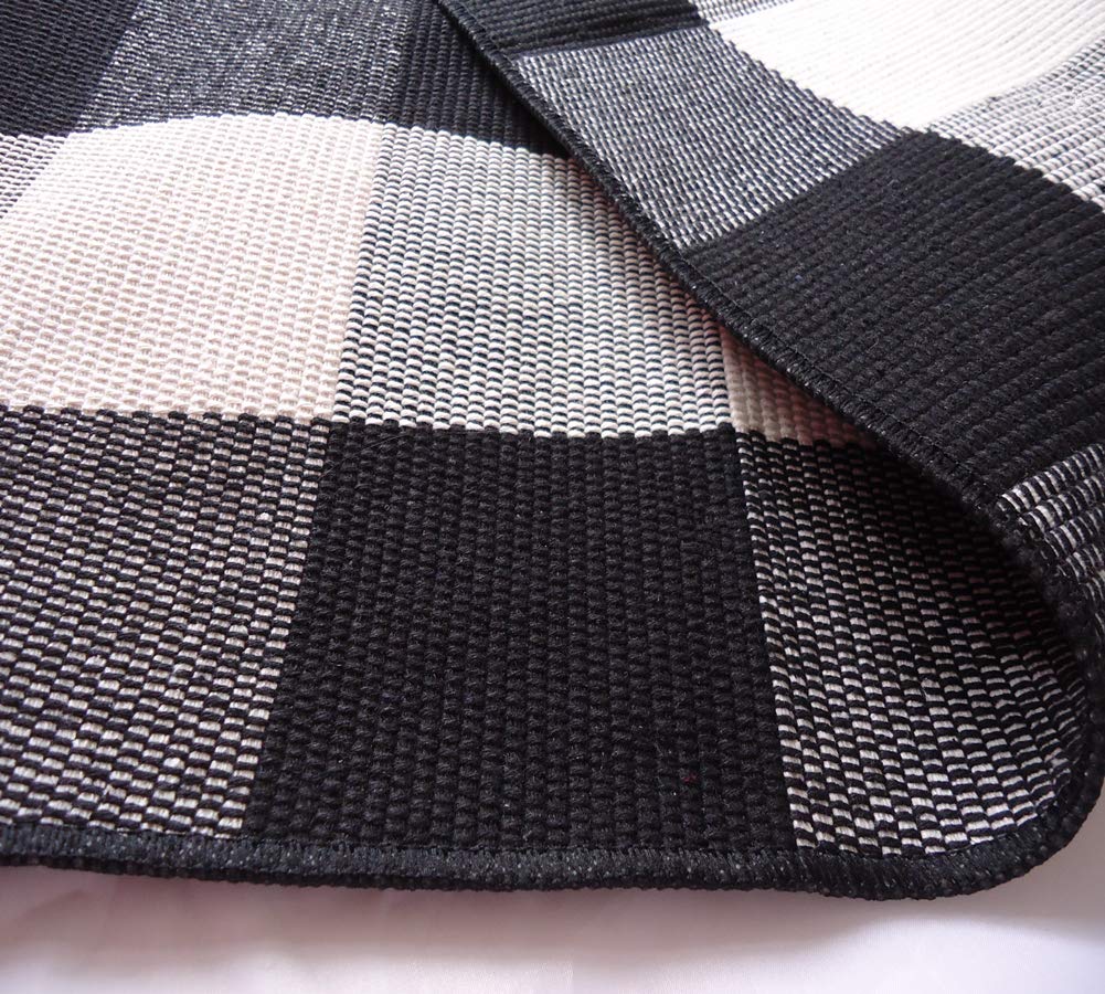 UKELER Buffalo Plaid Rugs- Machine Washable Black and White Checkered Plaid Rug Hand-Woven Buffalo Checkered Kitchen Runner Rugs 51.2''x23.6''