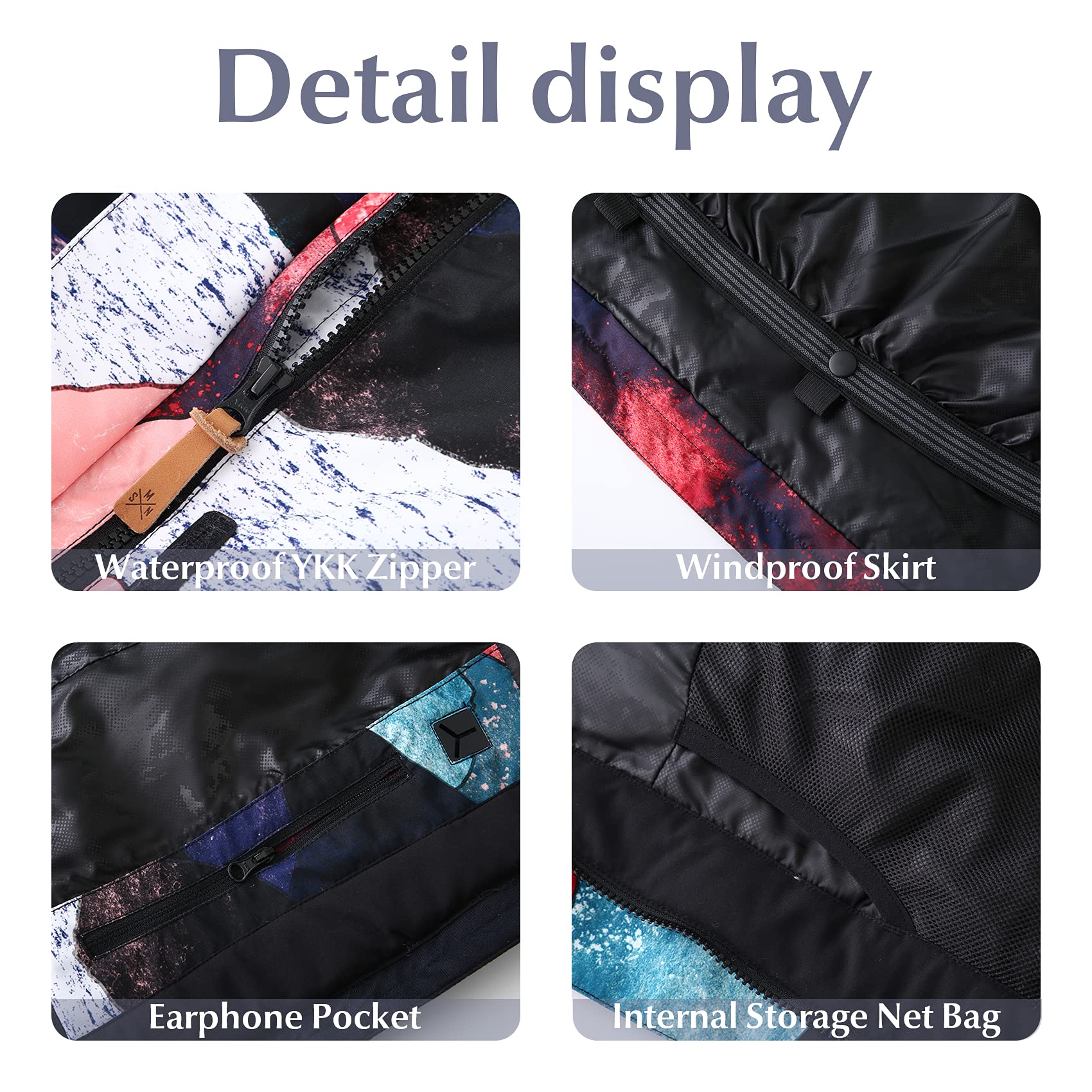 SMN Womens Ski Jackets and Pants Women Snow Jackets and Pants Waterproof Windproof, 705, Medium