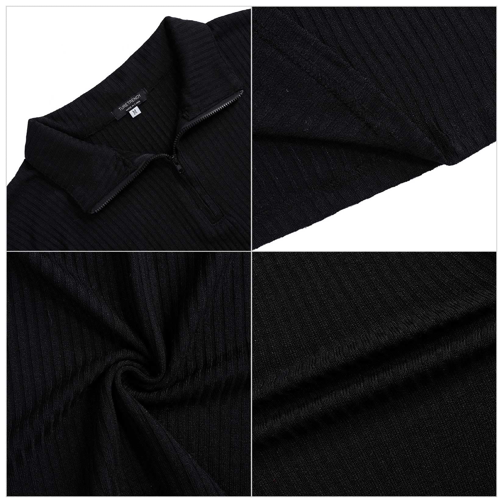 TURETRENDY Men's Quarter Zip Up Pullover Casual Stretch Lightweight Mock Neck Polo Sweaters Knitwear Green XL