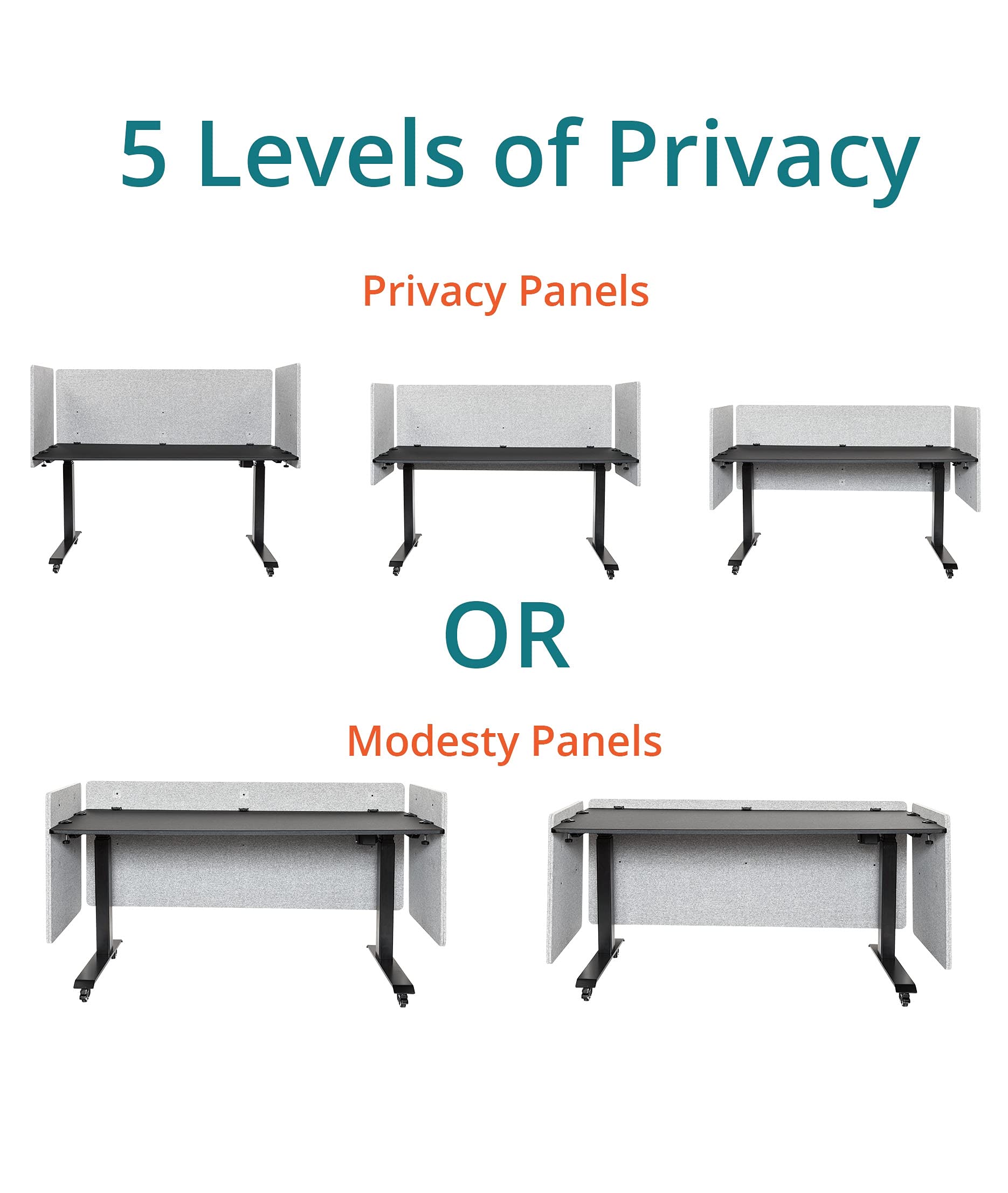Stand Up Desk Store ReFocus Clamp-on Acoustic Desk Divider Privacy Panel That Reduces Noise and Visual Distractions (Ash Gray, 59" x 23.6")