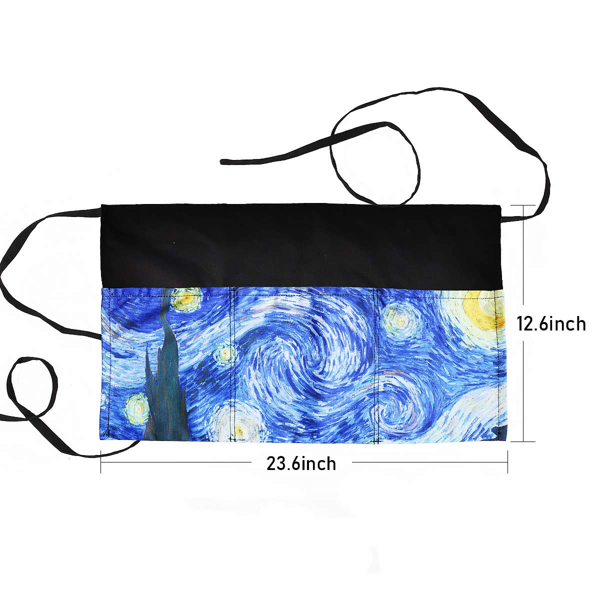 Waitress Apron with 3 Pockets,Blue Waist Server Aprons,Waiter Half Apron for Women,Serving Apron(Starry Night)