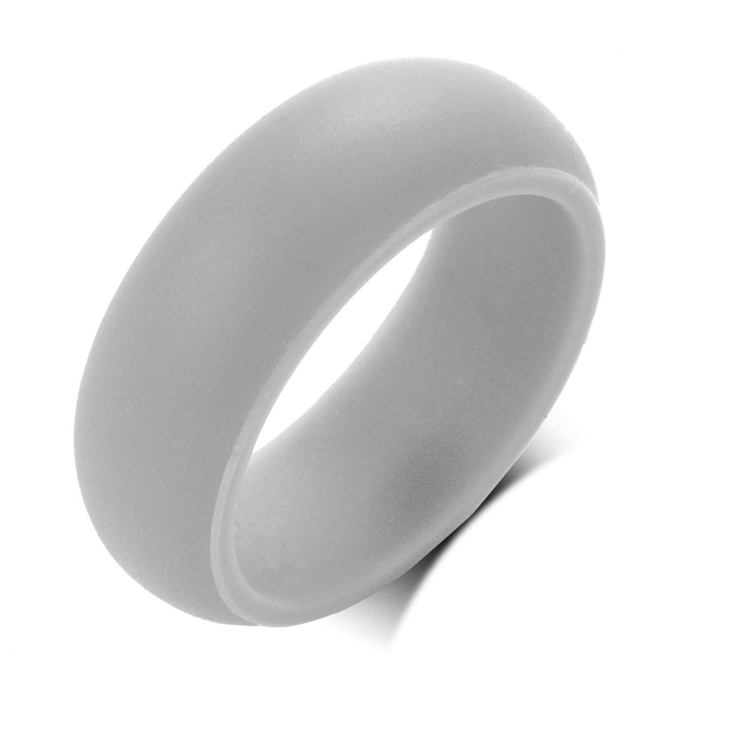 YUNGELX Custom Inside Her King & His Queen Silicone Couple Matching Ring Set for Him Her 8MM Black & Pink Breathable Silicone Rubber Dome Rings Comfort Fit Wedding Band for Girlfriend Boyfriend