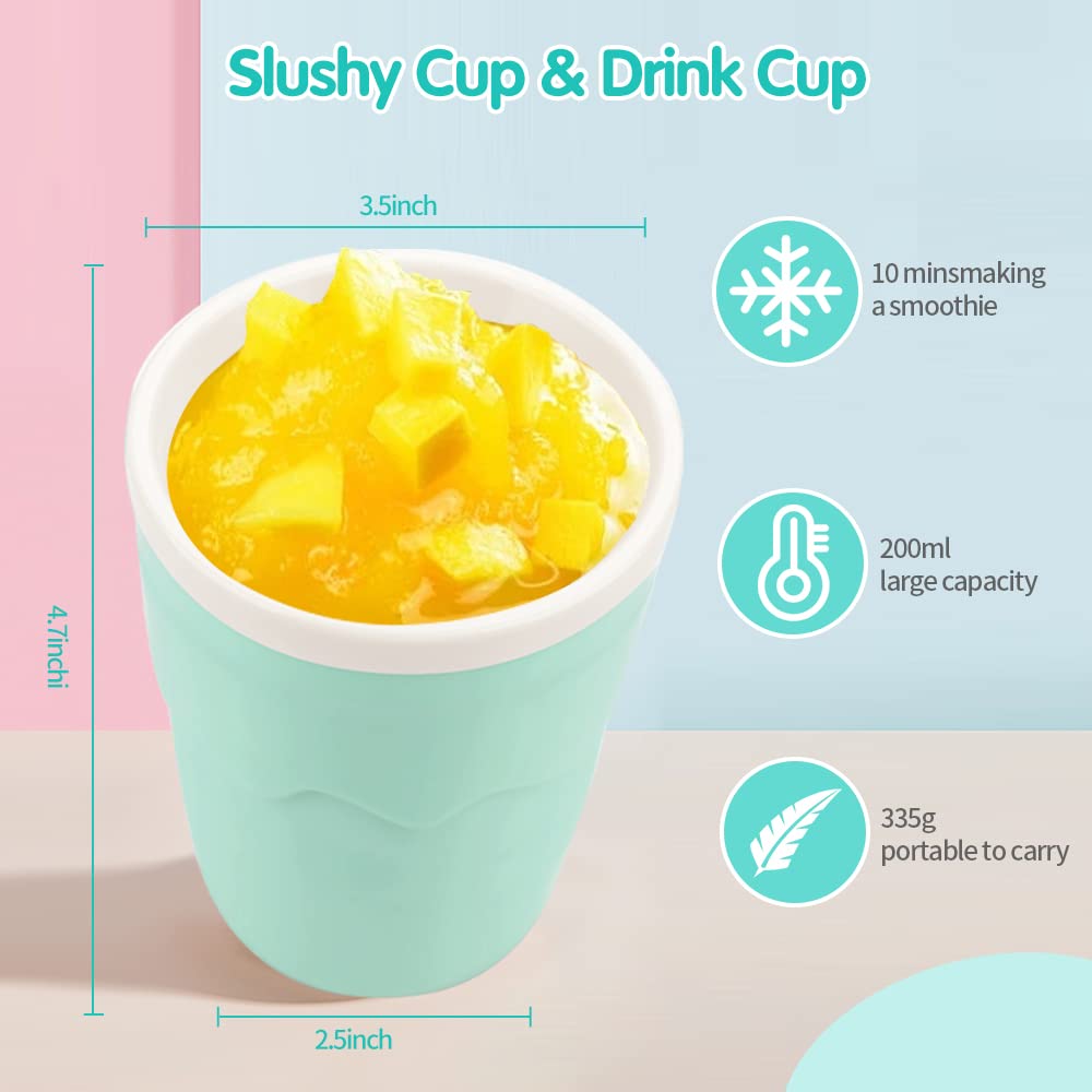 Slushie Maker Cup, 500ml Big Magic Quick Frozen Smoothies Cup Cooling Cup Double Layer Squeeze Cup Slushy Maker, Homemade Ice Cream Maker DIY it for Children and Family