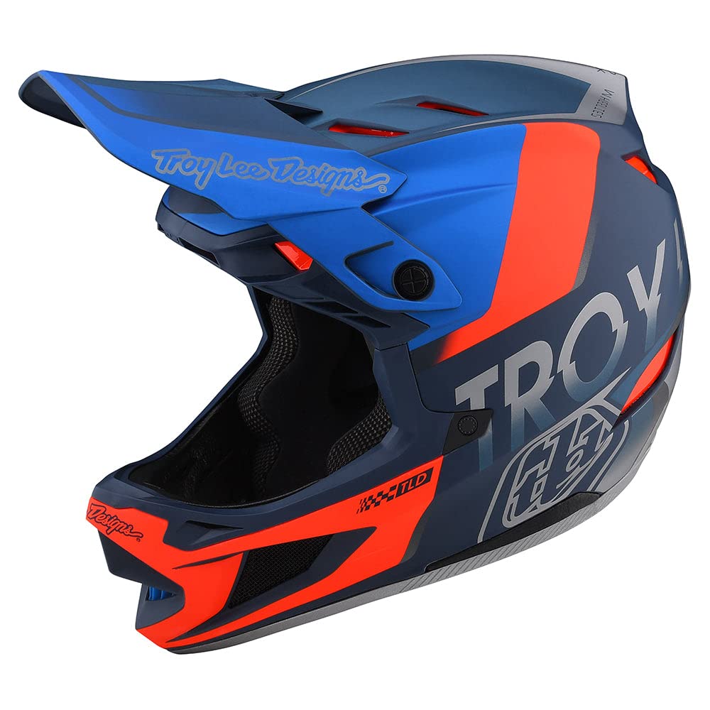 Troy Lee Designs D4 Composite Full-Face Bicycle Helmet. Max Ventilation Lightweight MIPS EPP EPS Racing Downhill DH BMX MTB Bicycling Cycling - Adult Men Women - Qualifier Slate/Red, Medium