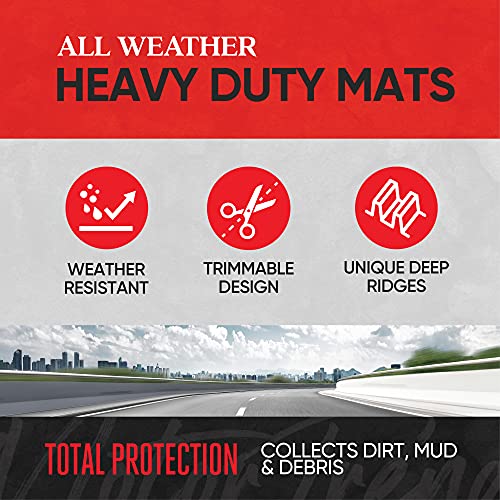 Motor Trend FlexTough Performance All Weather Rubber Car Mats with Cargo Liner - Full Set Front & Rear Floor Mats for Cars Truck SUV, Automotive Floor Mats (Black)