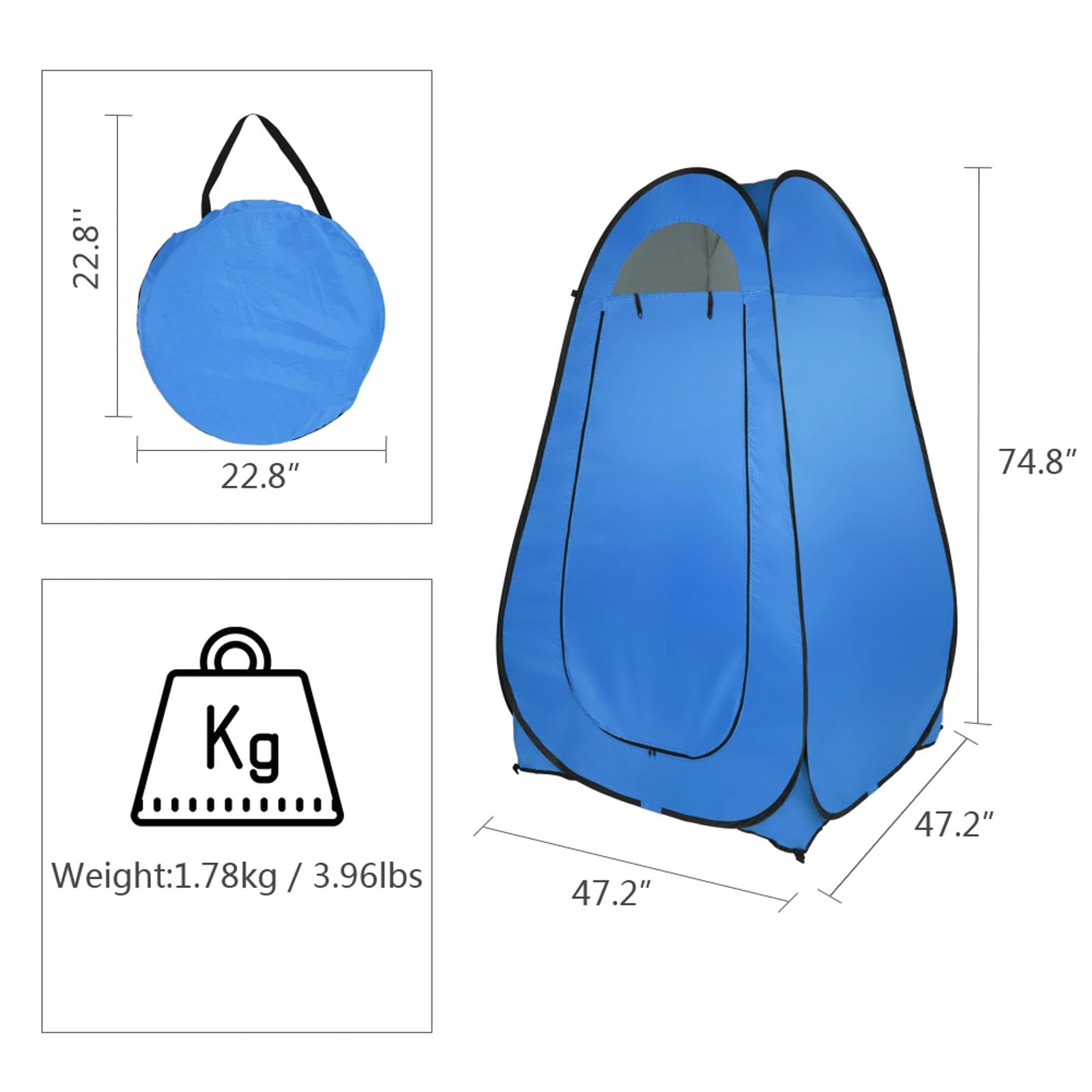 Portable Shower Tent - Pop-Up Changing Room and Camping Shelter Tent for Outdoor Activities - Blue Dressing Tent with Easy Set-Up