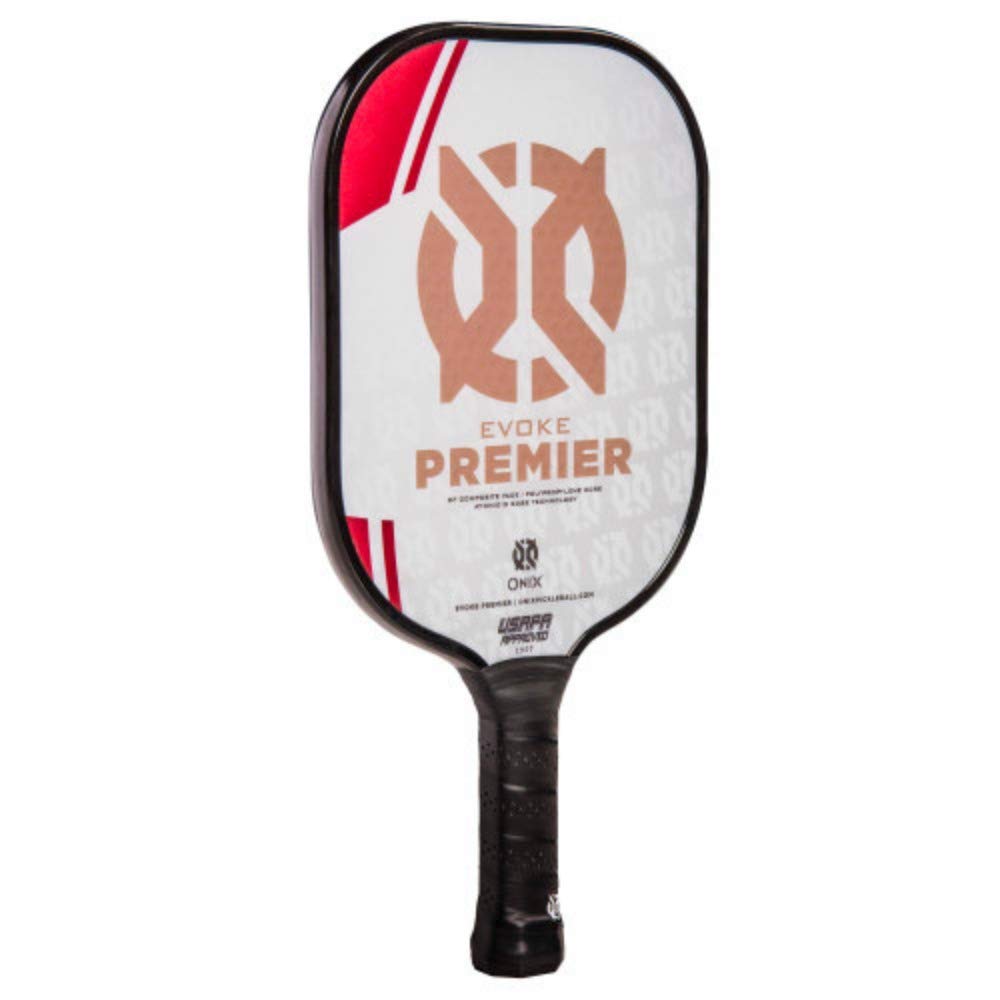 Onix Evoke Premier Pickleball Paddle & 3-Pack Fuse G2 Pickleball Balls & Free Pickleball Tips - Pickleball Set for Beginner and Pro Level Players (Standard Weight 7.8oz - 8.2 oz, Red)