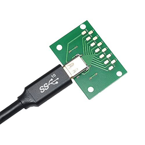 WLGQ USB3.1 Type-C Test Female Header, Test Board USB-C PCB Board Adapter, with Fixing Holes, Soldering Point Distance 4mm,A Pack of 5pcs