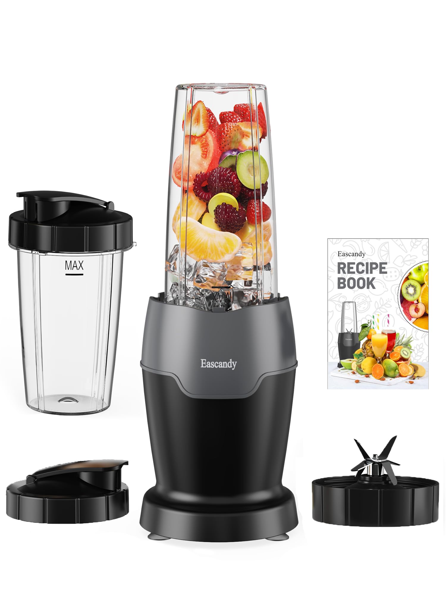 Real 900 Watts Smoothie Blender for Shakes and Smoothies, 7 in 1 Set Personal Blender, Germany 3D Stainless Steel 6-Leaves Blades Smoothie Maker with 2 Pieces 24 OZ Tritan Sport Cups