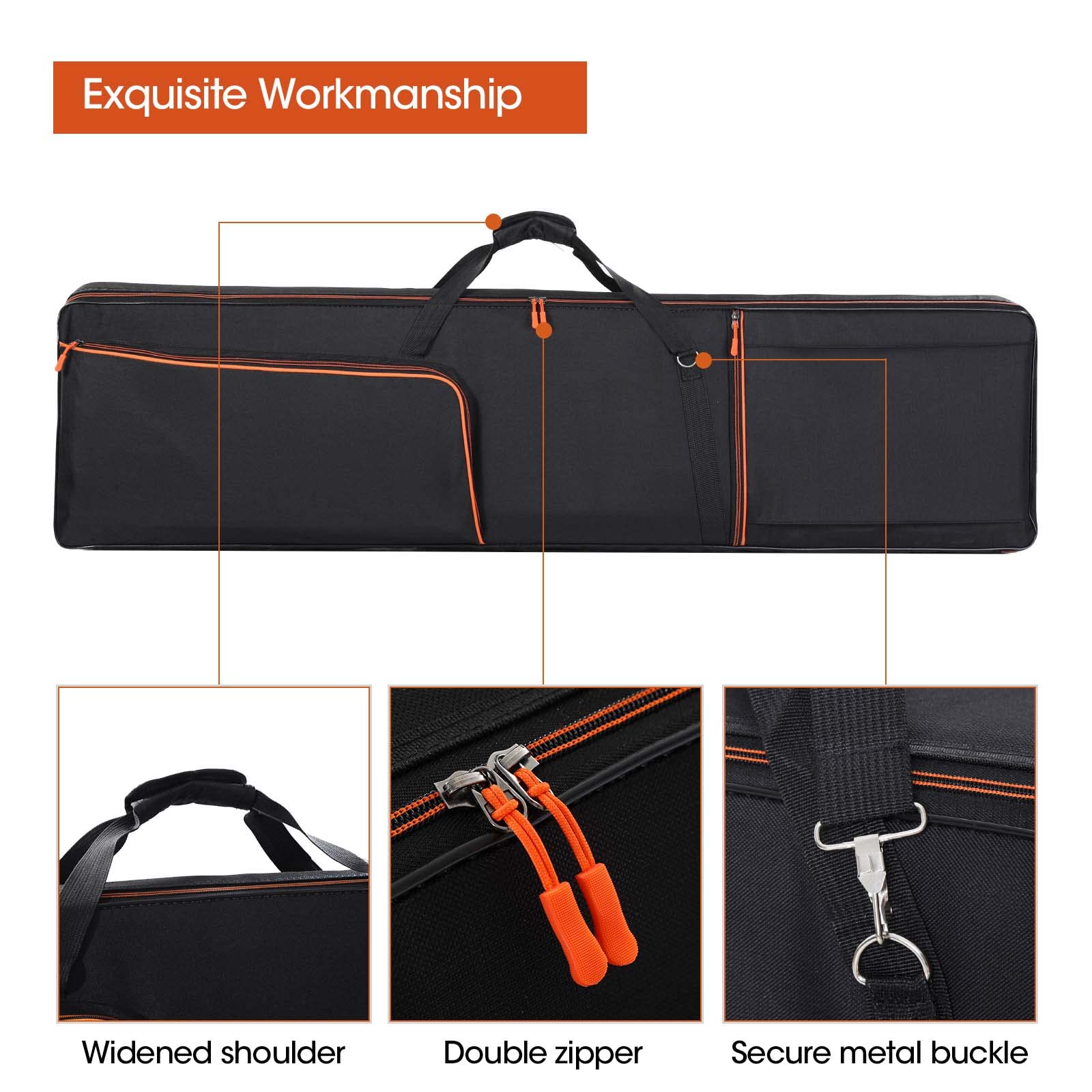 Yajun 88 Key Keyboard Case Padded Soft Interior Safety Strap 3 Ways for Easy Carrying Keyboard Bag Piano Case 88 Large Capacity Keyboard Bag (88key-53.5")