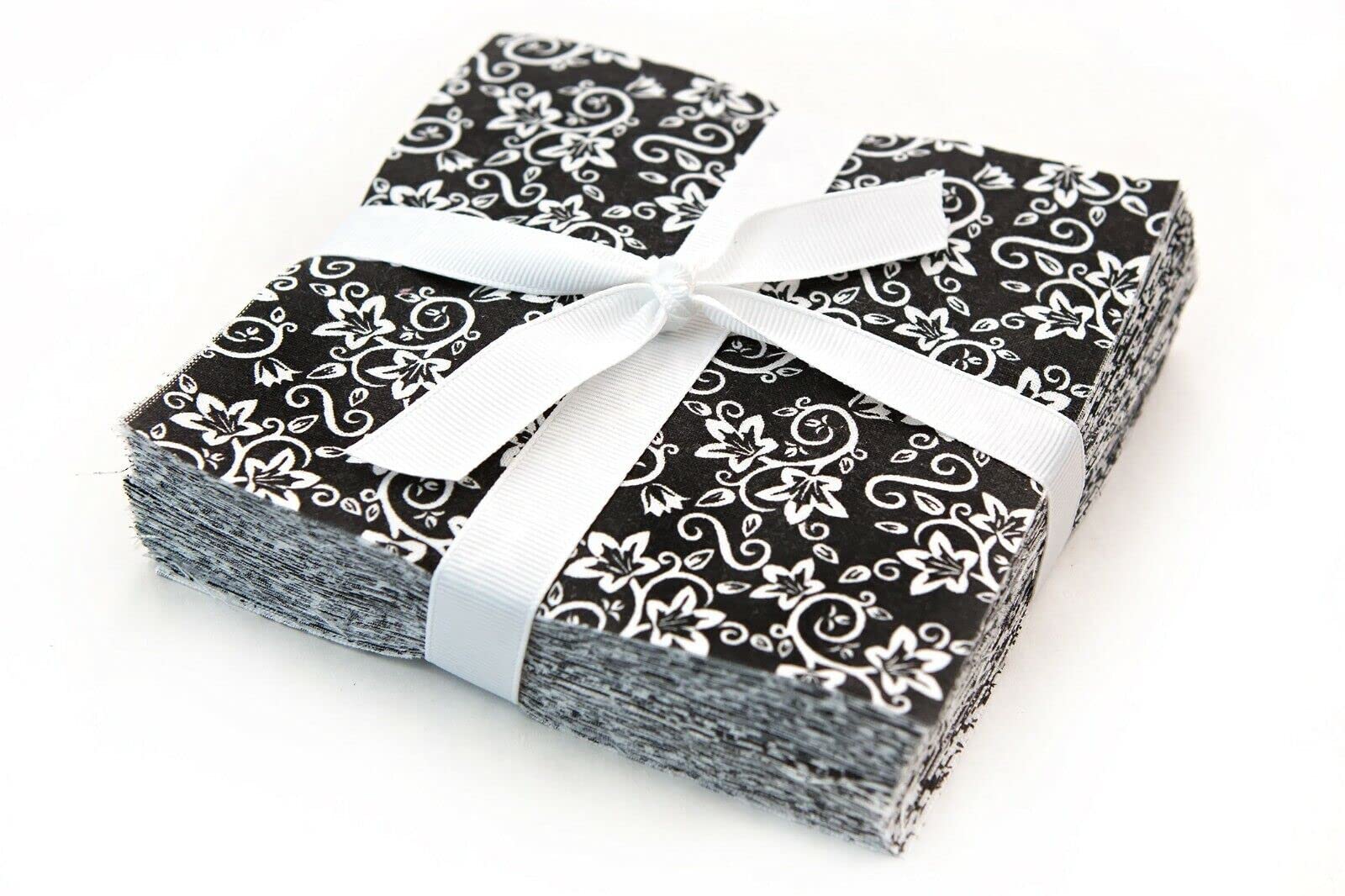 New Black & White Basics pre Cut Charm Pack 5" Squares 100% Cotton Fabric Quilt