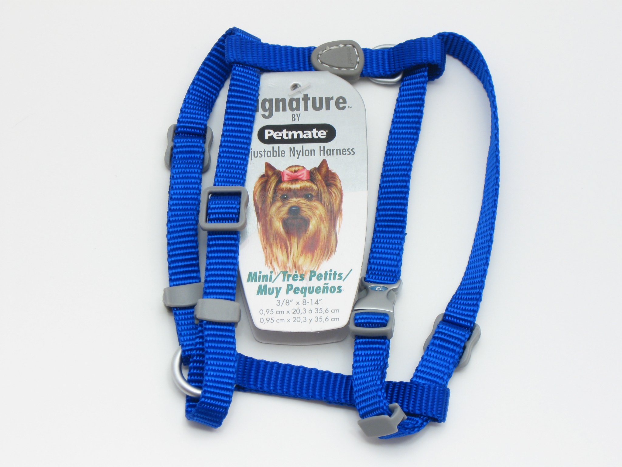 Petmate Adjustable Mini Dog Harness, Royal Blue, 3/8" x 8-14"