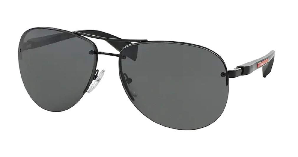 Prada PS56MS 1BO1A1 62M Black Demi Shiny/Grey Pilot Sunglasses For Men For Women+ BUNDLE With Designer iWear Eyewear Kit
