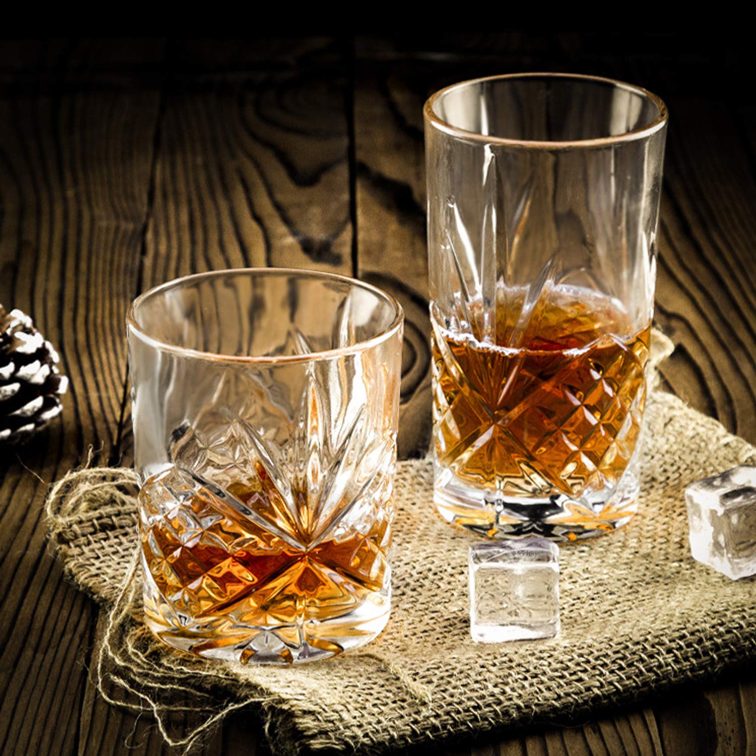Whisky Glasses Set 12 oz,Liqueur Spirits Glasses Snifters Round Clear Drinking Glass,Rock Glasses,Old Fashioned Cocktails Glasses Bourbon Glasses for Restaurants,Bars,Water Cups Vodka Cups 8 Pack