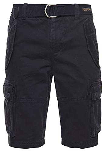 Superdry Mens Core Cargo Heavy Shorts, Classic Military Style, Button Fly Black Size 32