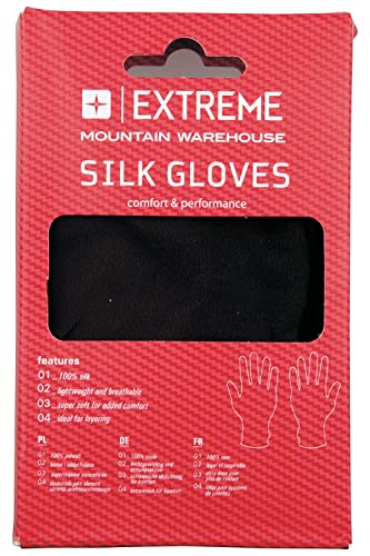 Mountain Warehouse Silk Gloves - 100% Silk Ski Gloves Black Large