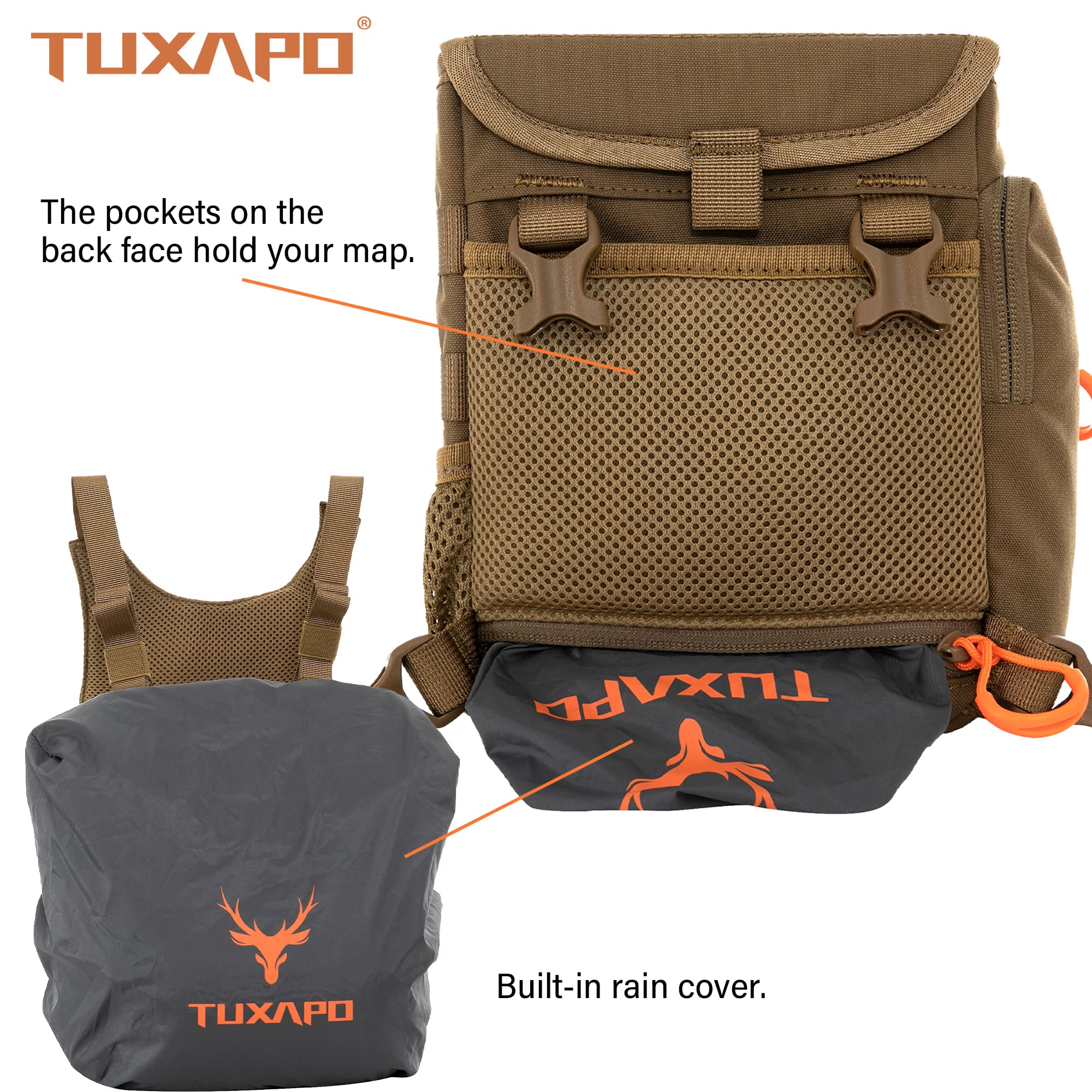 Tuxapo Binocular Harness Chest Pack with Rangefinder Pouch Bino Case for Hunting Hiking Shooting