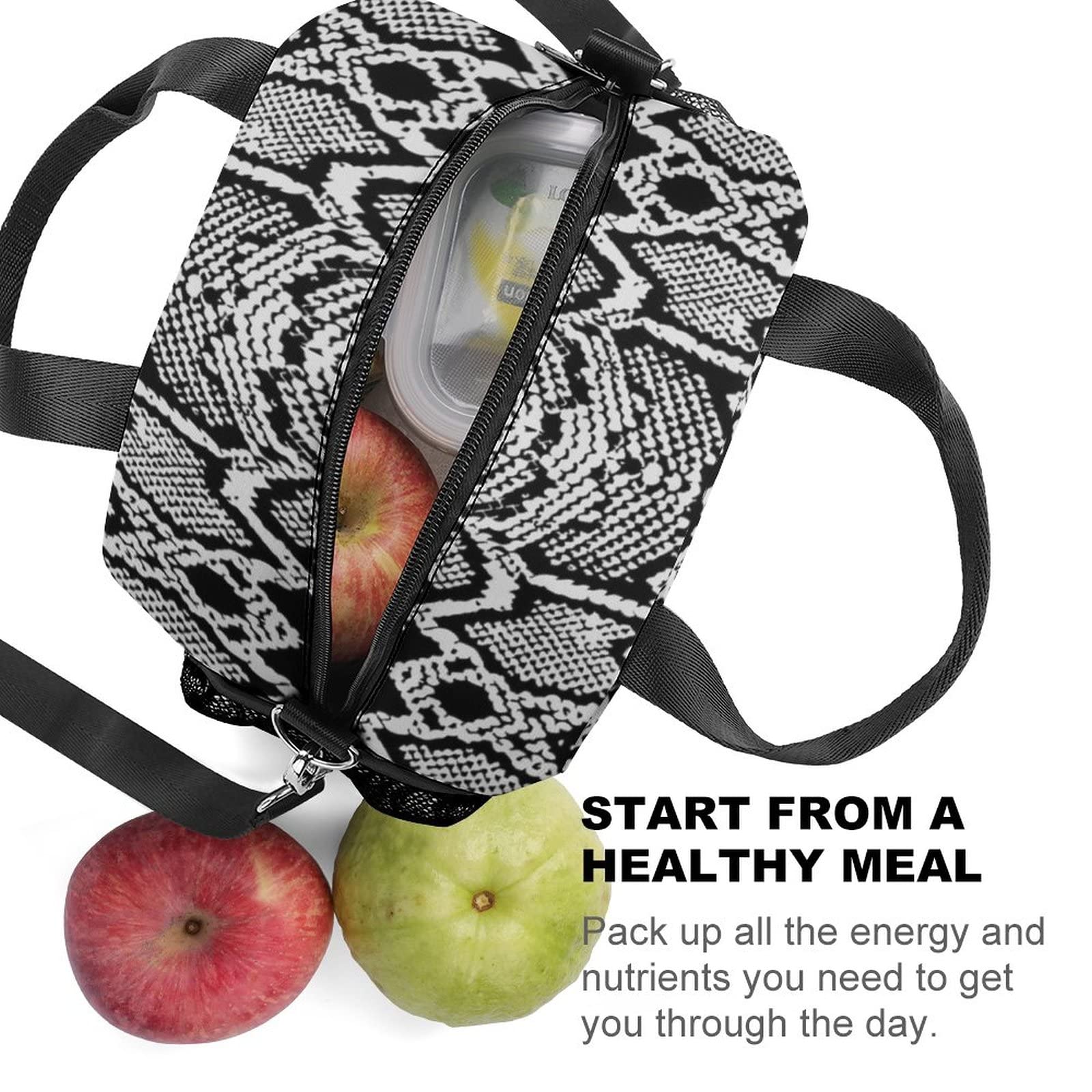 Snake Skin Lunch Bag, Lunch Box Portable Insulated Lunch Tote Bag, Thermal Cooler Bag for Women Work Outdoor