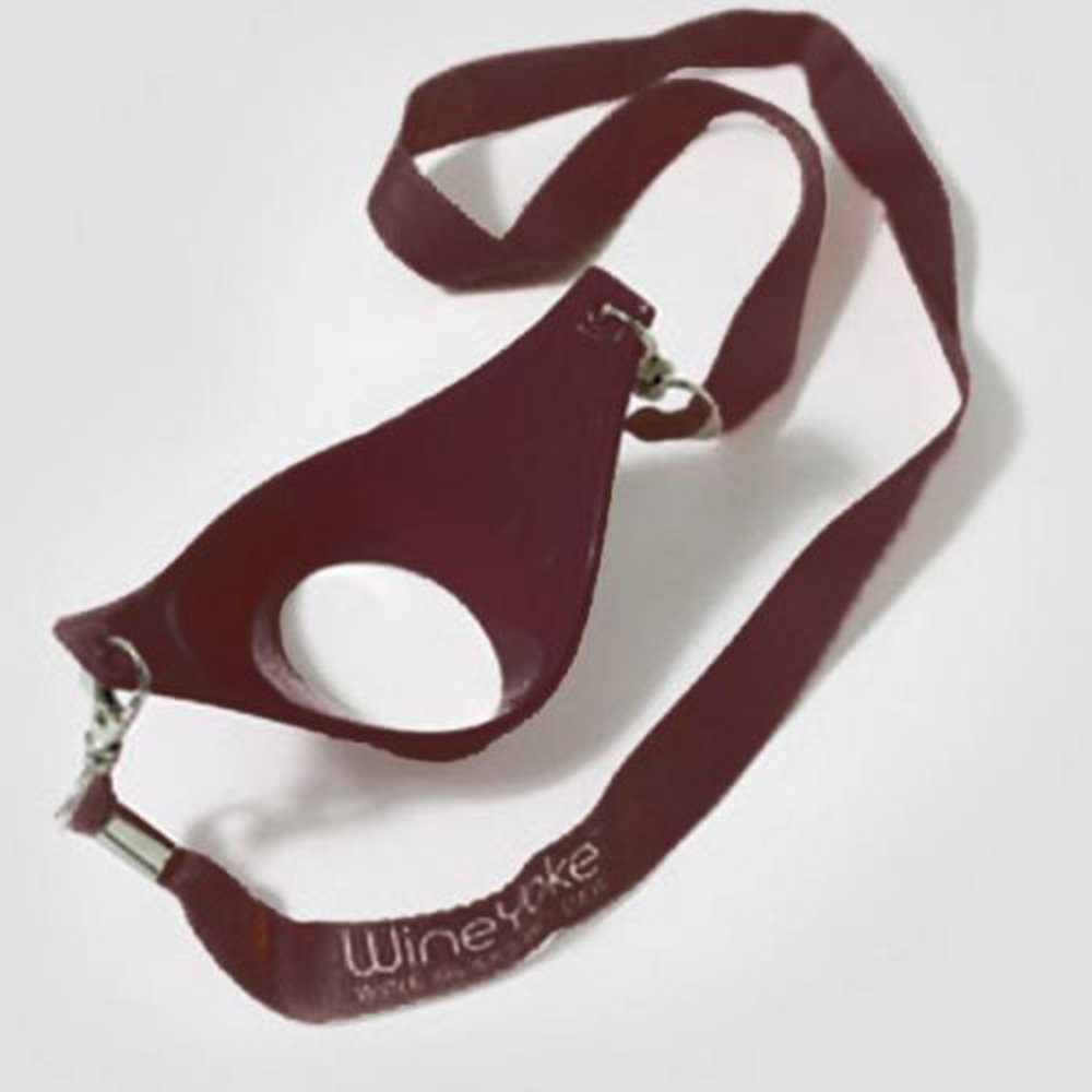 WineYoke Party Time Hand Free Wine Glass Holder Necklace - Set of 2 (Black & Burgundy)