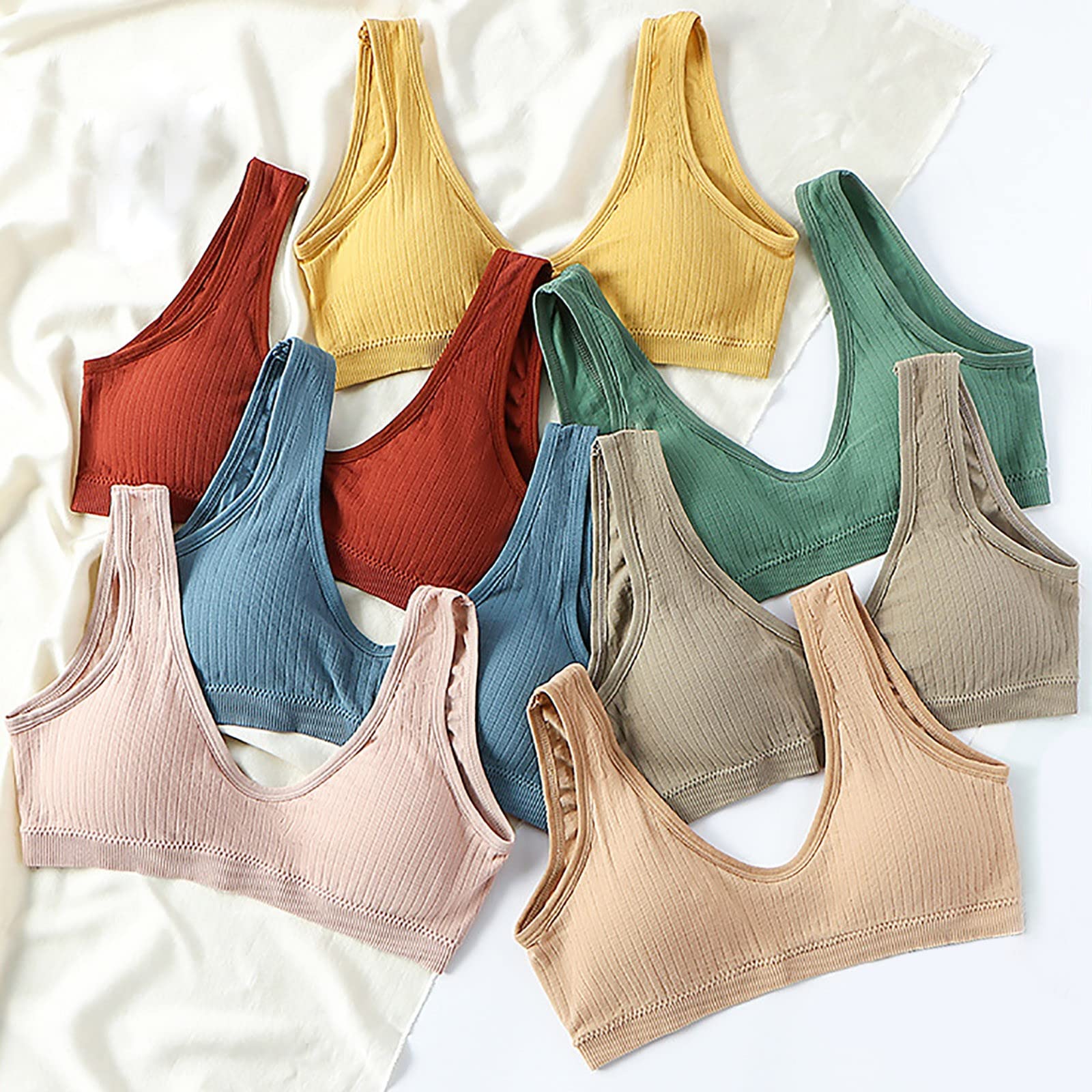 Women's 2 Piece Seamless Lingerie Halter No Padding Bra and Set Knee Length Underwear Men Pink
