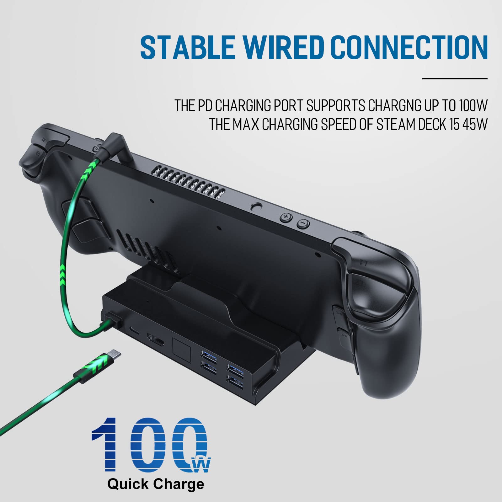 TV Docking Station Compatible for Switch Steam Deck 6-in-1 Hub Steam Deck Dock Switch Dock with 4 USB-A 3.0, HDMI, PD 3.0 Fast Charger USB-C, and Full Speed Charging USB-C Port Designed