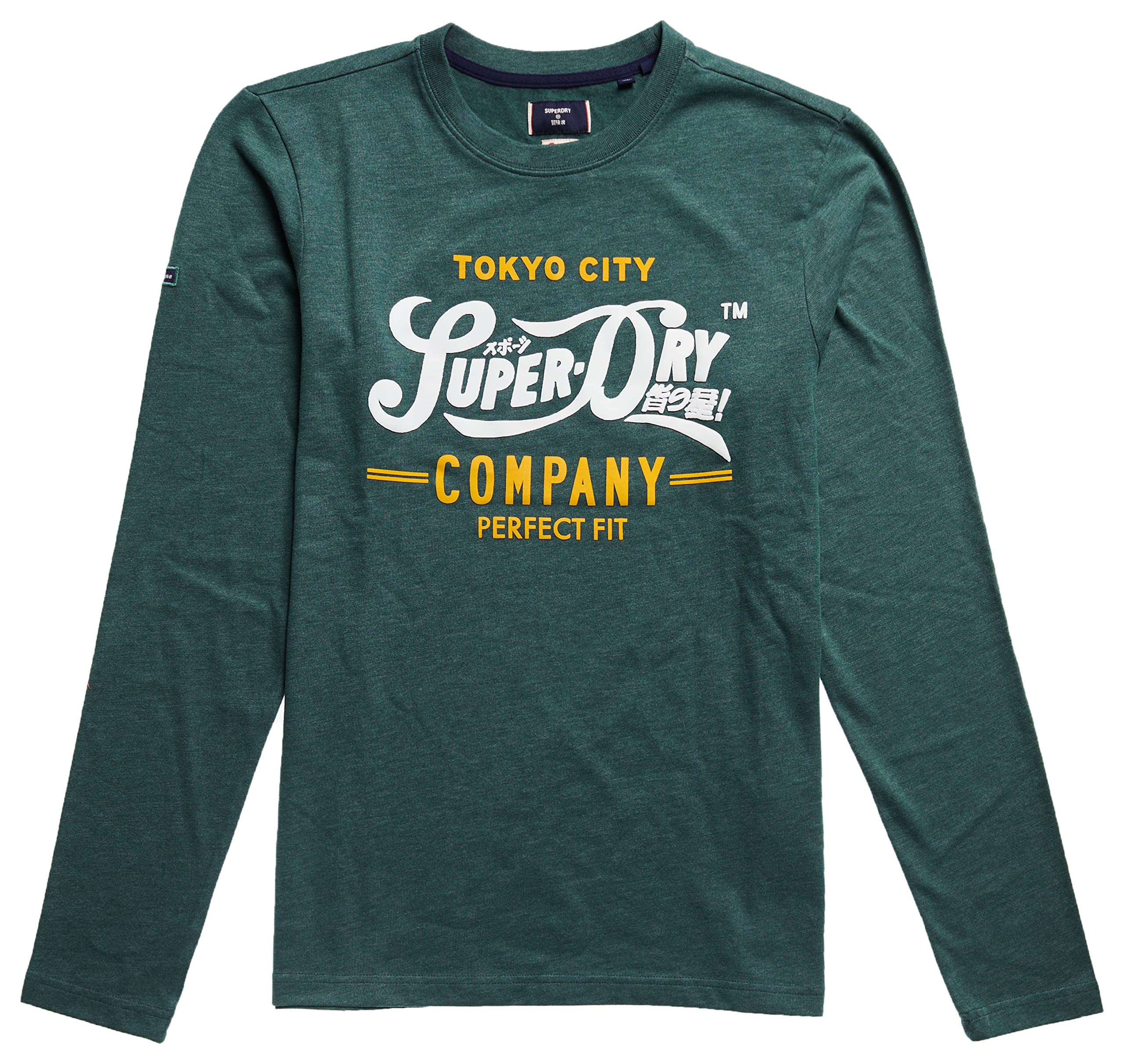 Superdry mens Script Style Col Ls Top T Shirt, Buck Green Marl, XX-Large US