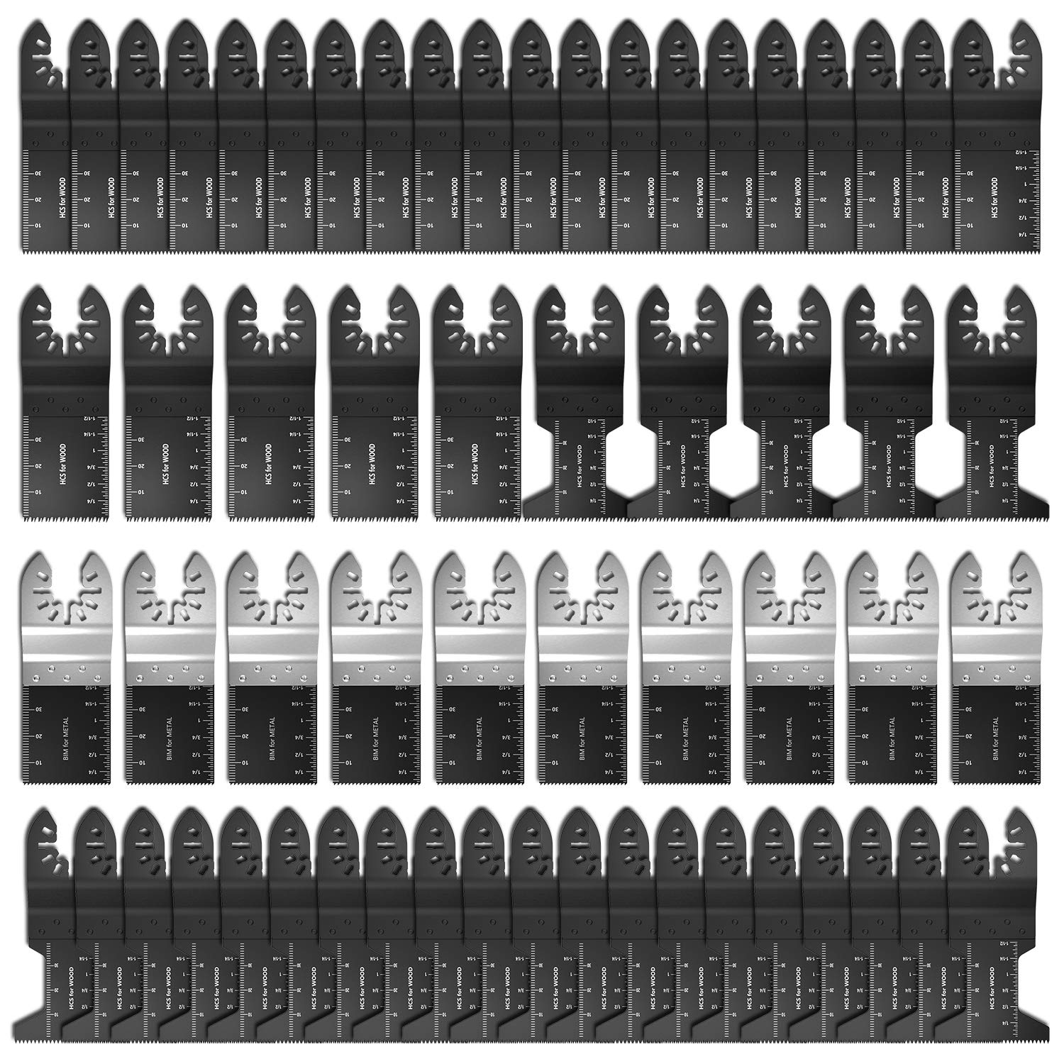 ODOMY 60 PCS Wood/Bi-Metal Universal Oscillating Multitool Quick Release Saw Blades Japan Tooth for Bosch, Craftsman, Fein, Ridgid, Tch, Makita