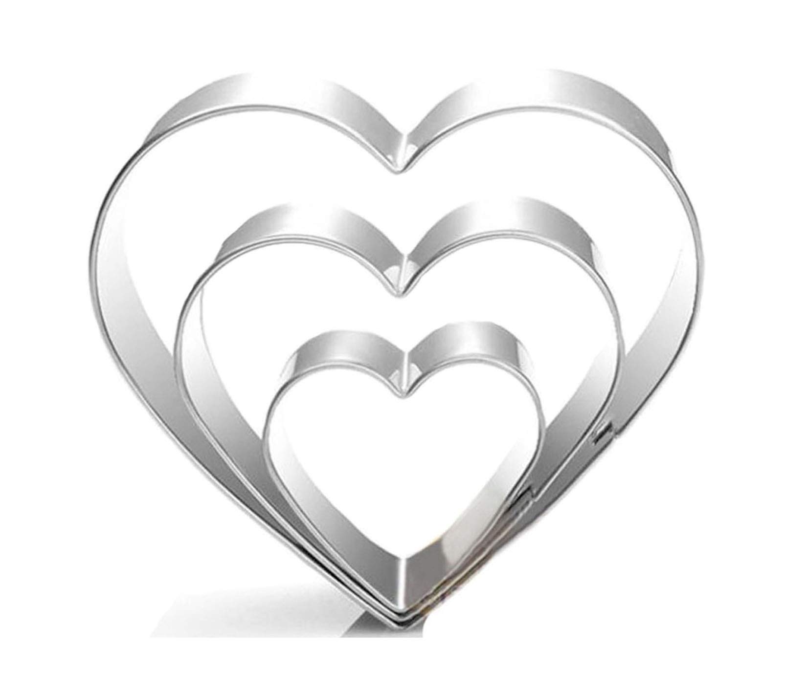 WJSYSHOP 3 Pieces Heart Shaped Cookie Cutter Stainless Steel