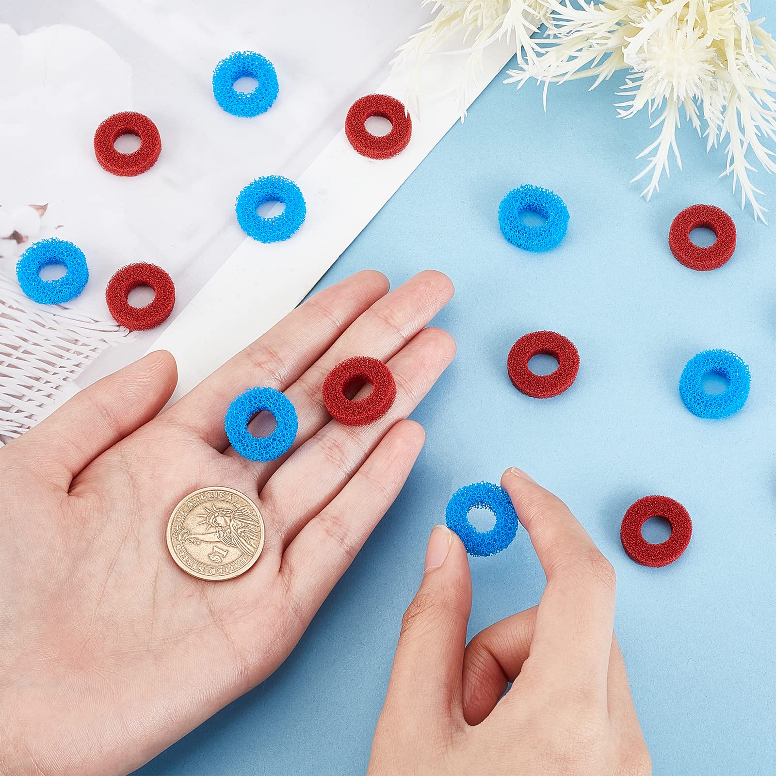 SUPERFINDINGS 32Pcs 4 Colors Control Ring 20mm Flat Round Precision Rings Aim Assist Precision Target Rings Joystick Sponge Ring Compatible with PS4 PS5 Xbox One and Switch
