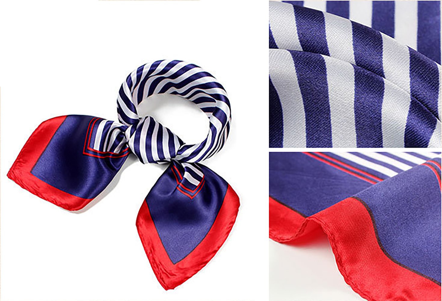 QBSM Womens 23.6 inch Satin Silk Feeling Formal Square Neck Scarf Head Hair Wraps Kerchief
