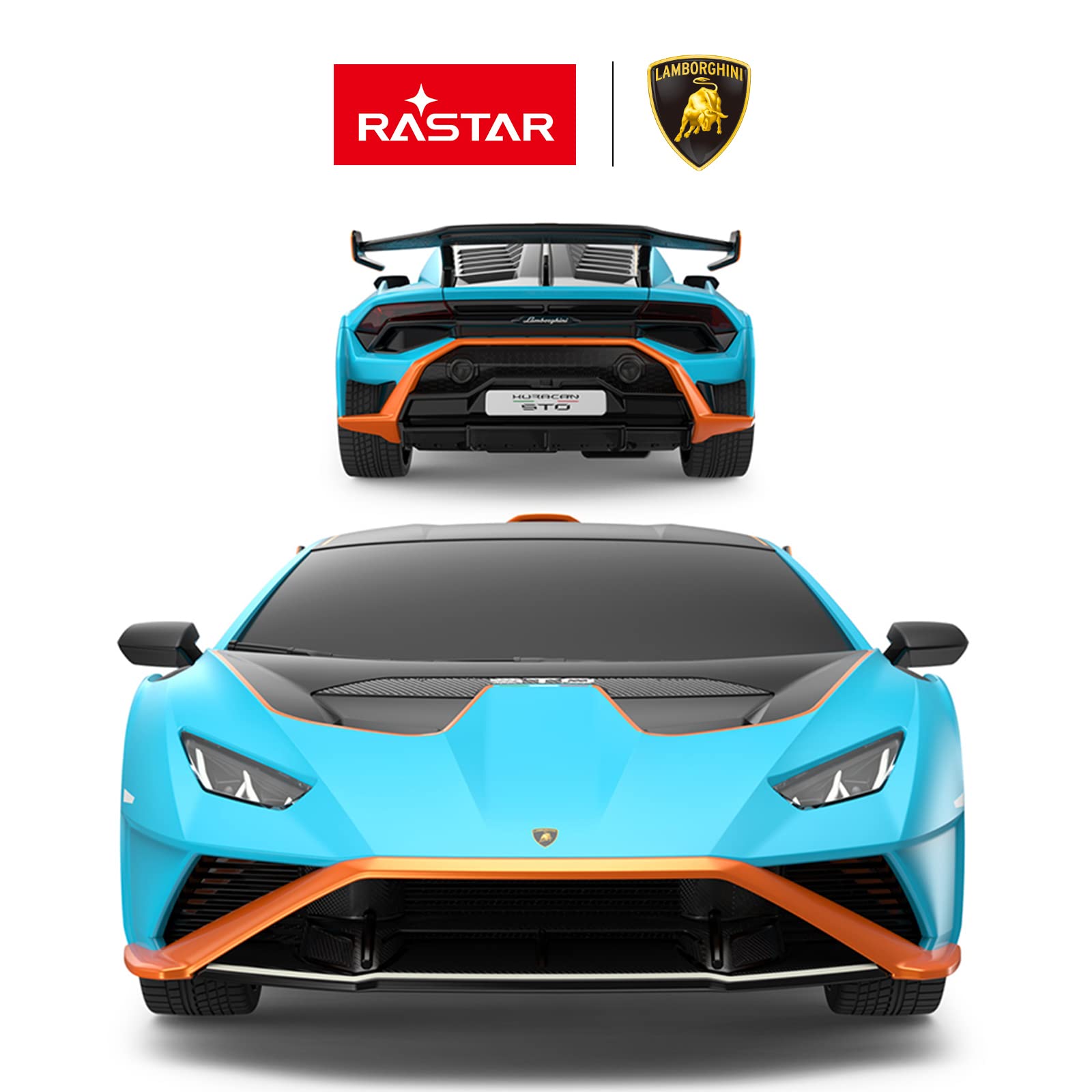 RASTAR by Lamborghini Huracan STO RC Car 1:24 Scale Remote Control Toy Car, R/C Model Vehicle for Kids Black RC - Blue