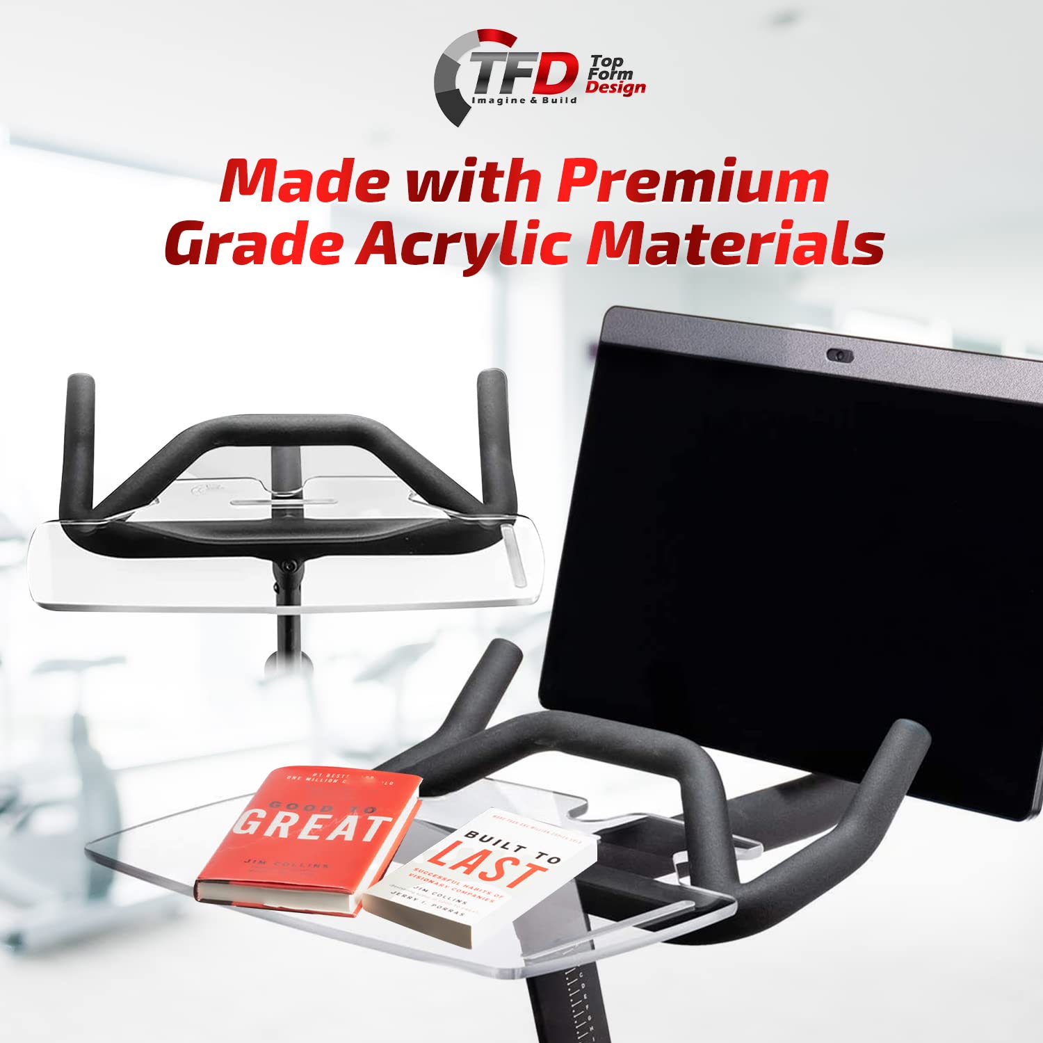 TFD The Tray+ | Compatible with Peloton Bike+ (Plus Model ONLY), Made in The USA, Laptop & Desk Tray Holder | Designed with Premium Grade Acrylic Materials - The Ultimate Peloton Accessories