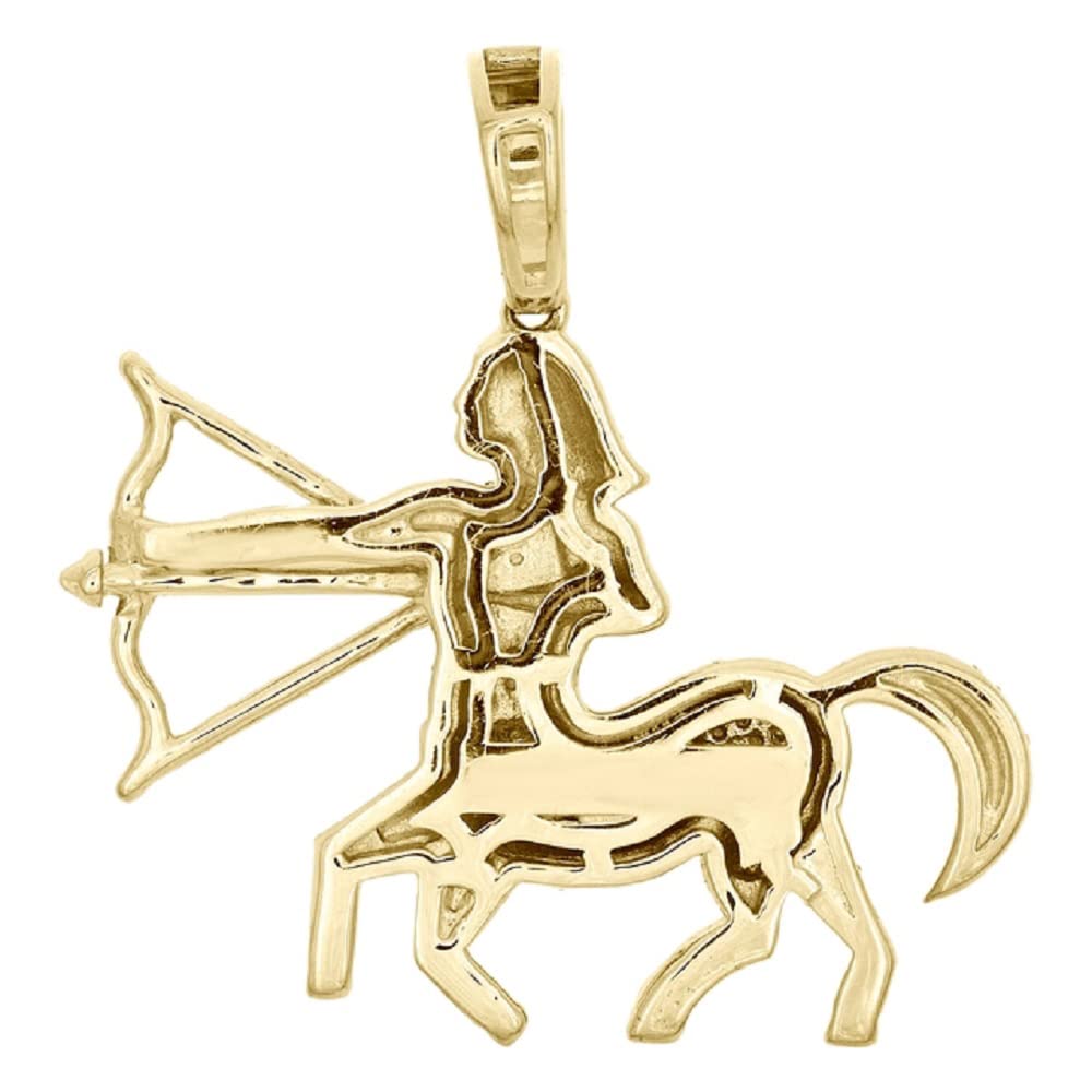 Tusakha 1.50Ct Round Cut White Diamond 14K Two-Tone Gold Over Sterling Silver Sagittarius Horoscope 1.35" Pendant