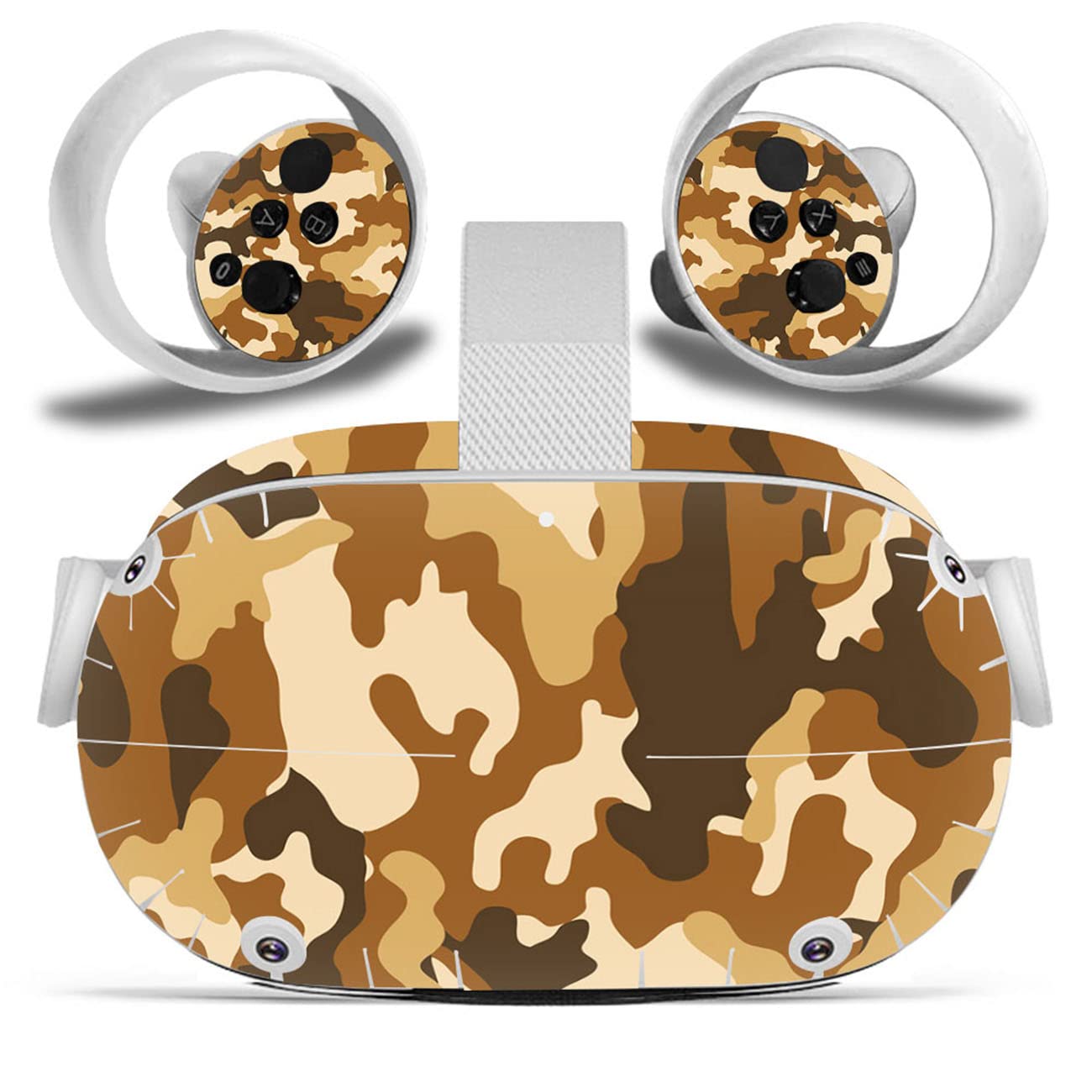 Yardinys Stickers Skin for VR Oculus Quest 2 Headset and Controllers, Vinyl Decal Skin Easy to Install, Scratch Resistant, Bubble-Free, PC Virtual Reality Headsets Protective Accessories (Yellow Camouflage)