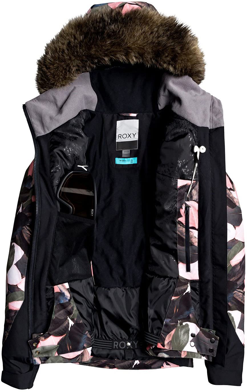 Roxy Jet Ski Premium Snow Jacket Living Coral Plumes MD (US 7-9)