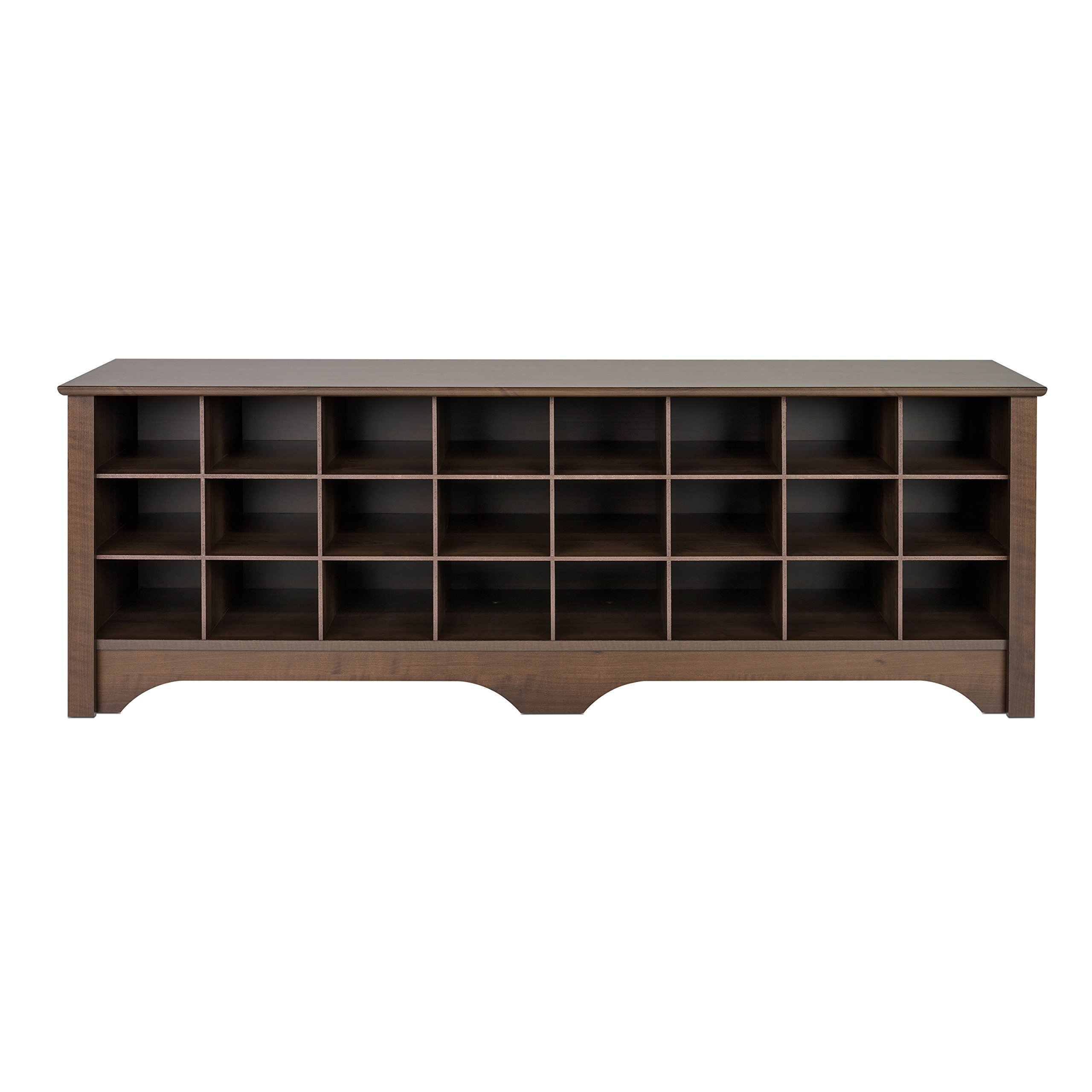 Prepac 24 Pair Shoe Storage Cubby Bench, Espresso & Entryway Cubbie Shelf, Espresso