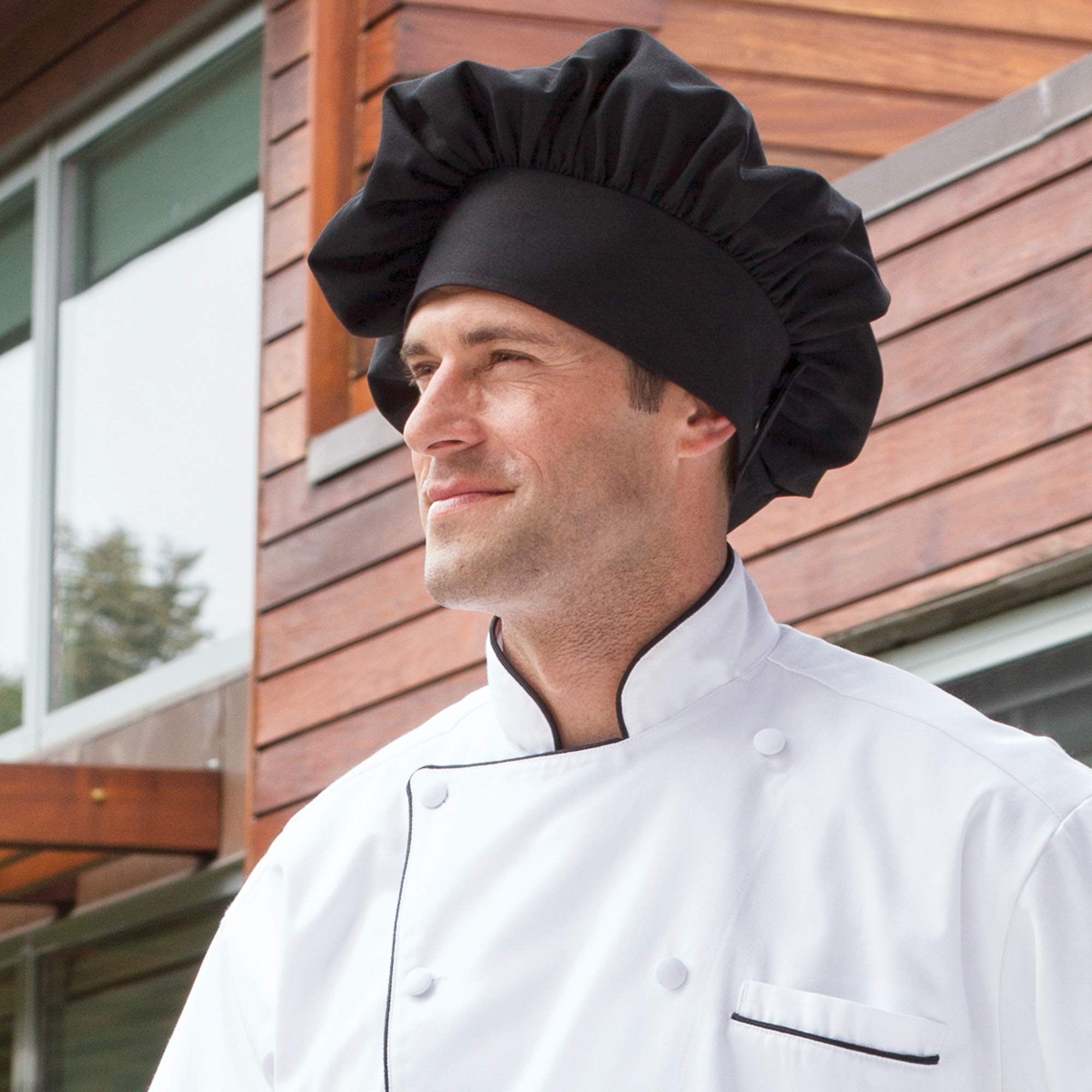 Uncommon Threads mens Unisex Poplin Chefs Hat, Black, One Size US
