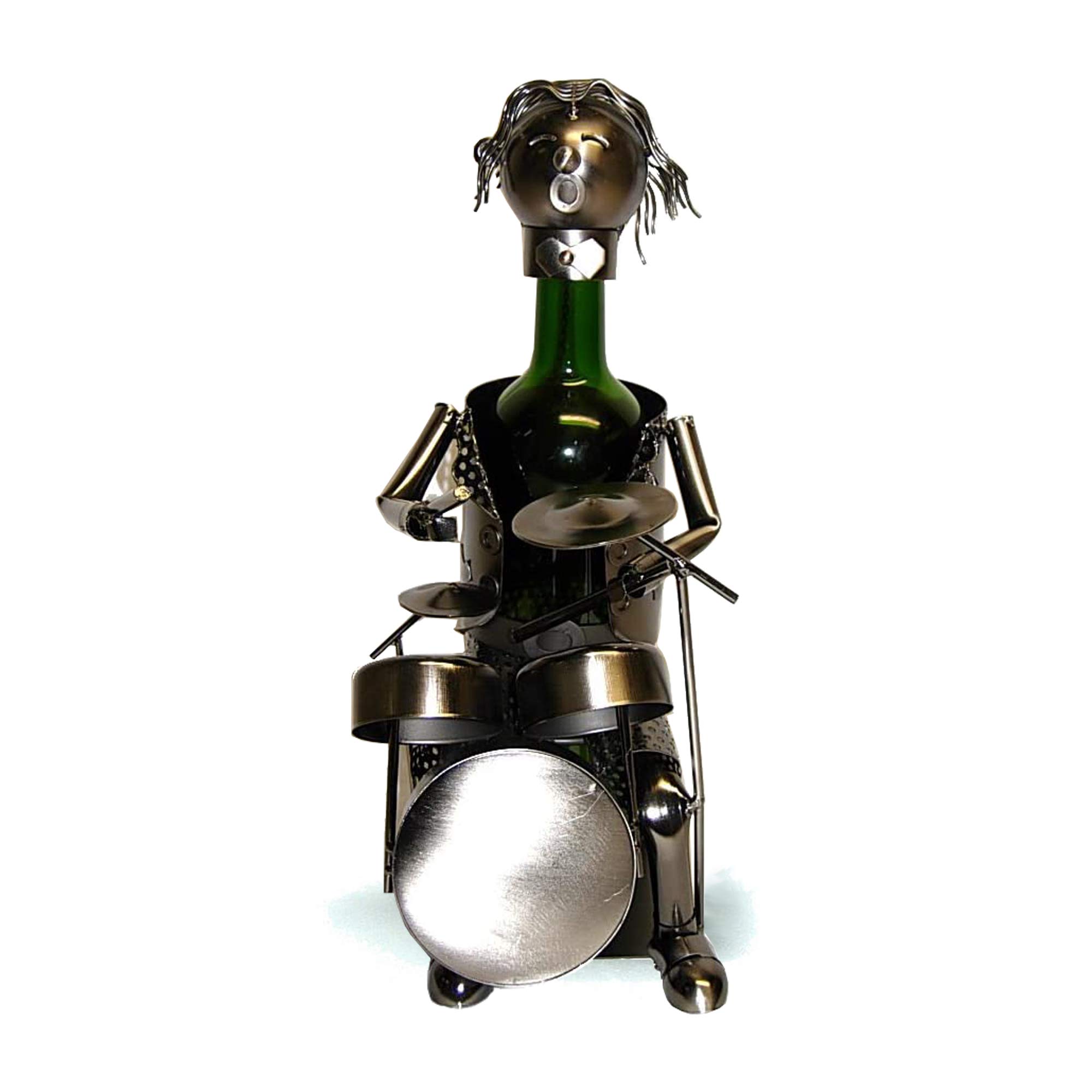 WINE BODIES Drummer Metal Wine Bottle Holder, Charcoal