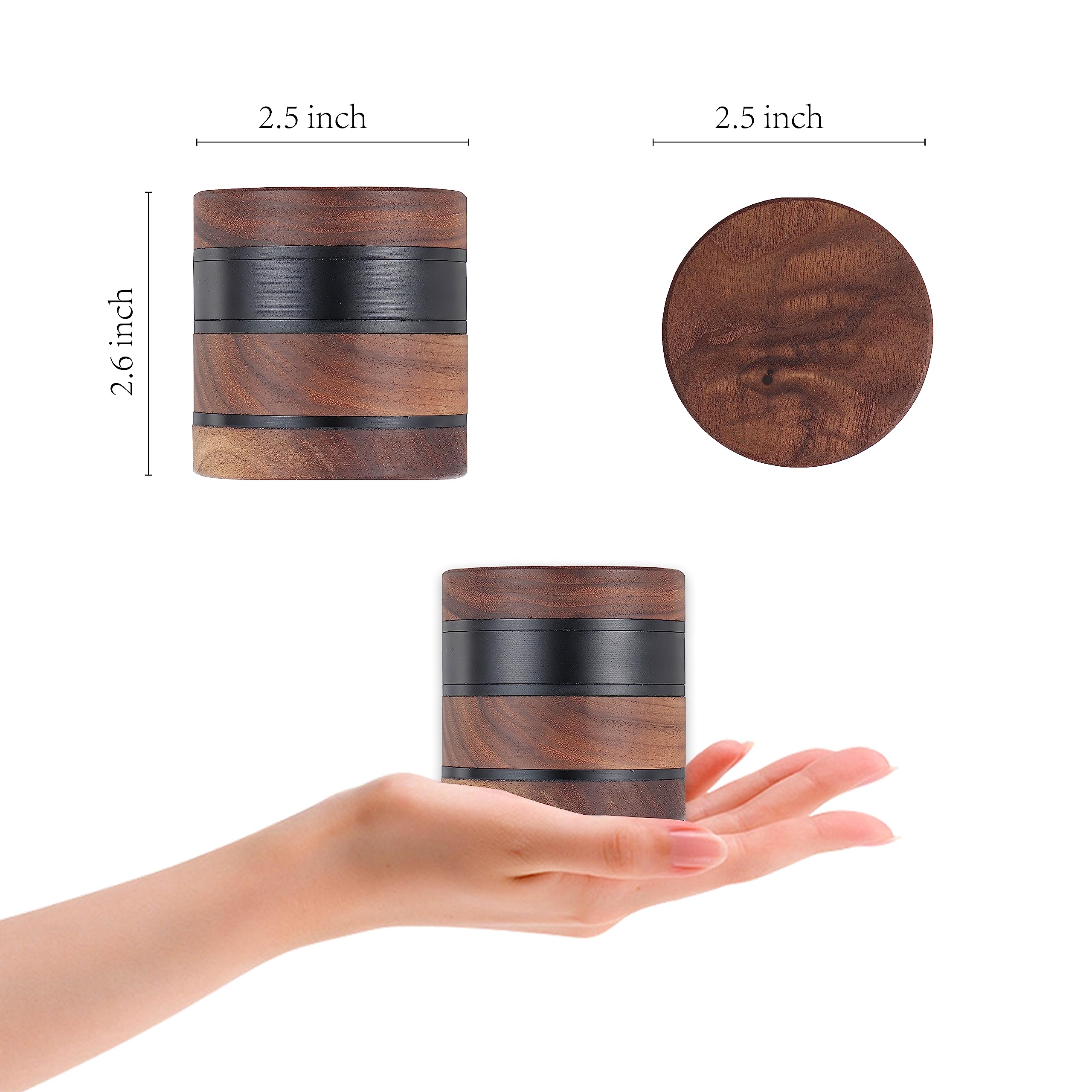 RUKIOO Wooden Spice Grinder 2.5",Black