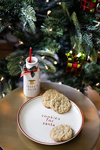 Pearhead Santa Cookie Set, Cookies and Milk Christmas Décor, Cookie Plate Set for Santa, Night Before Christmas Holiday Plate Set, Christmas Decorations