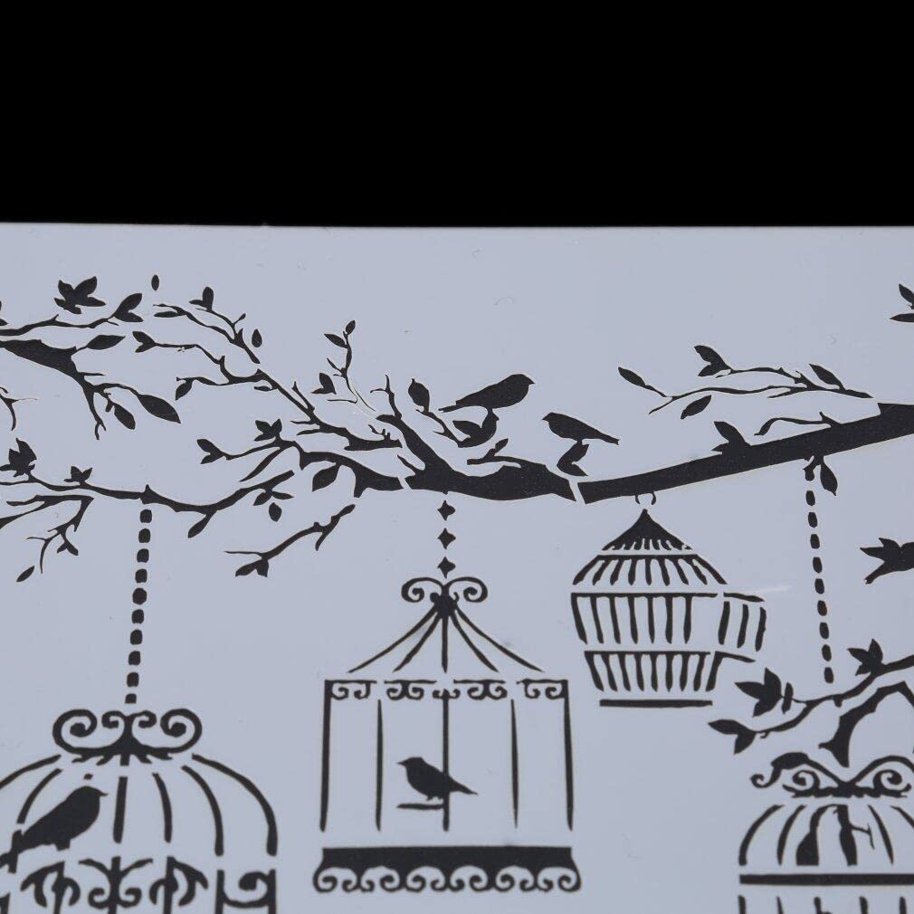 U-K Bird Cage DIY Crafts Stencil for Painting Scrapbooking Embossing Gift Paper Cards Template Scrapbooking Tool Portable