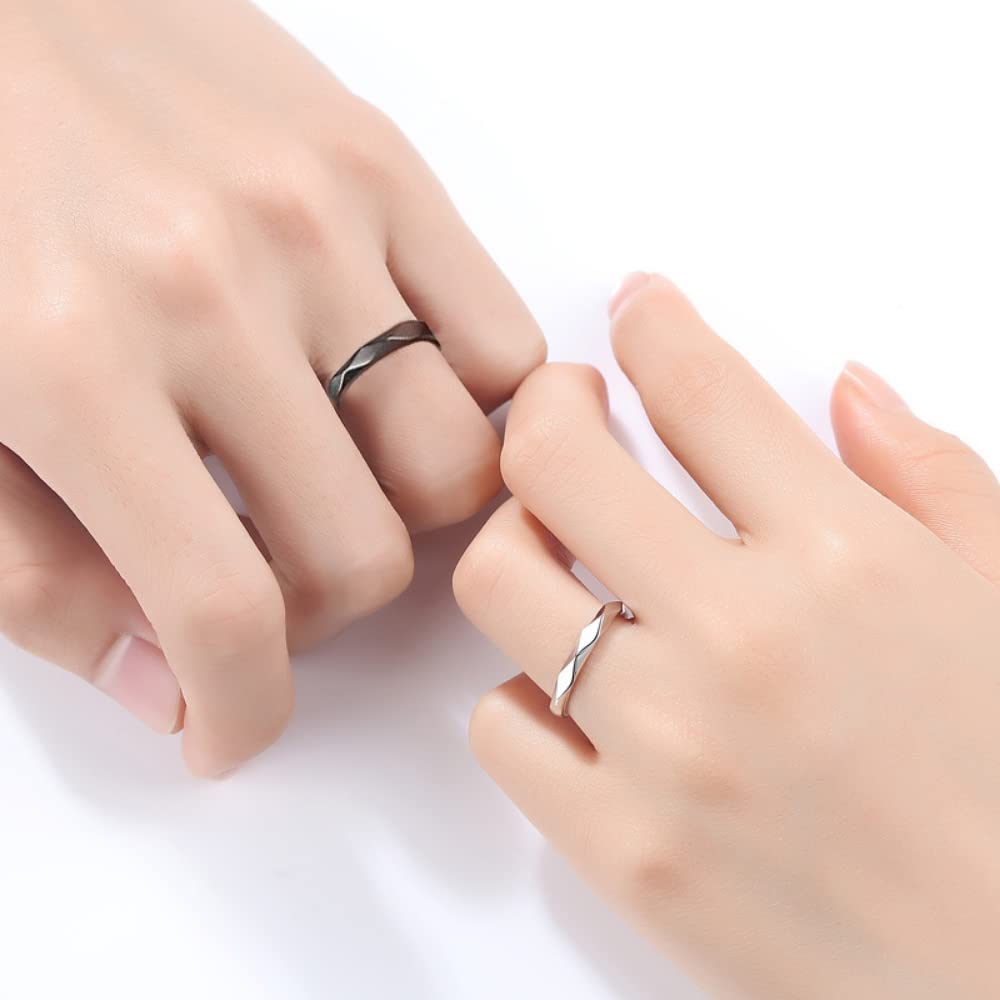 Vxddy Couple Rings Him and Her Couples Matching Promise S925 Sterling Silver Adjustable Ring Engagement Marry Wedding Band Cute Gifts