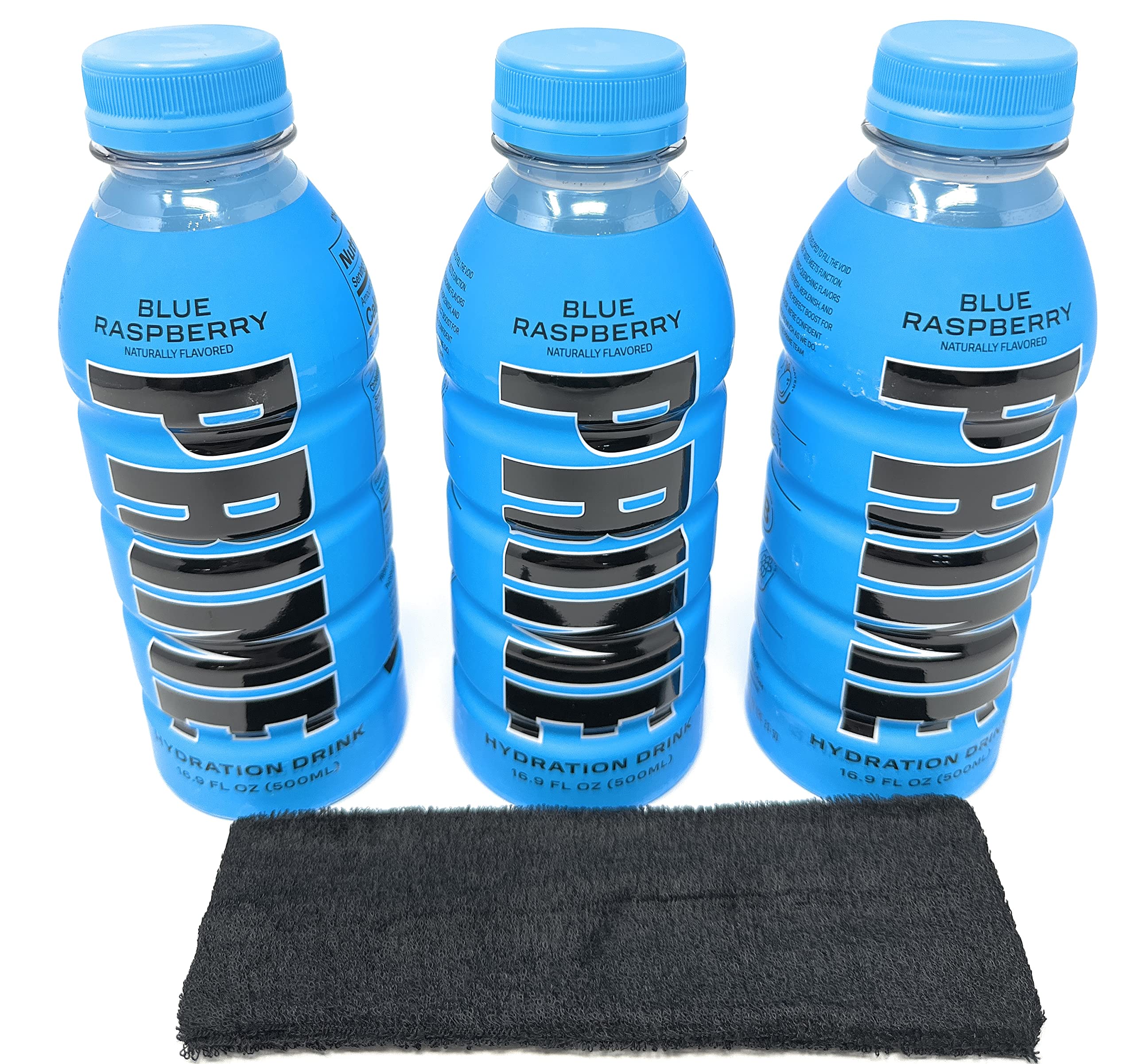 Prime Hydration Sports Drink Bundle - Electrolyte Beverage - Bundle contains three (3) Blue Raspberry Flavored Sports Drink - 16.9 Fl Oz (3 Pack). One (1) Sports Headband Included!